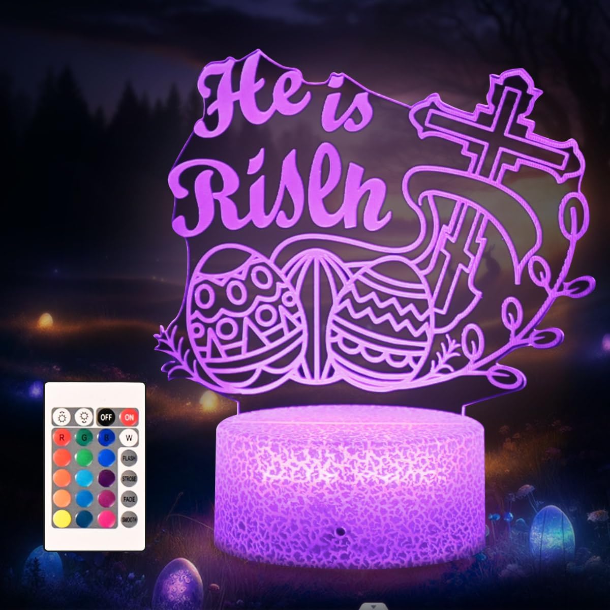 Jesus Risen 3D LED Night Light, Christ Optical Illusion Lamp, 7 Colors ...