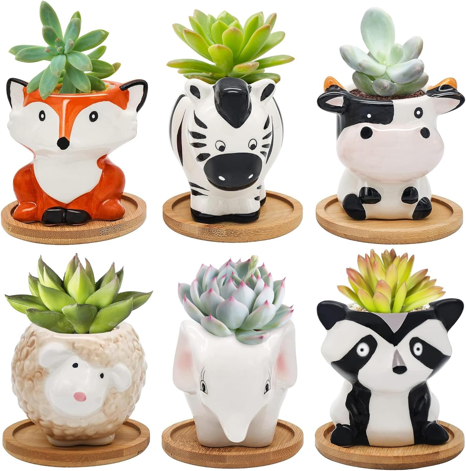 Amazon.com: Yuccasly 4 Piece Ceramic Plant pots Indoor Pots Set with ...