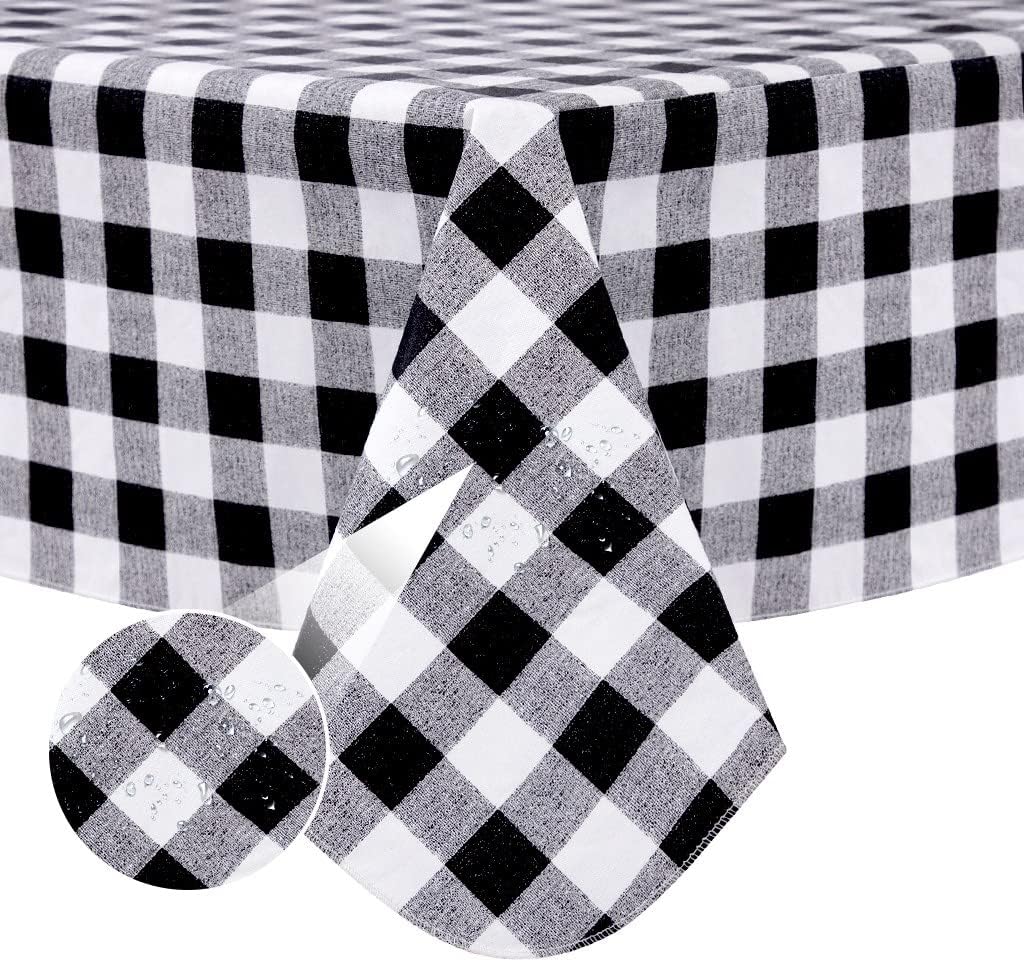 Amazon.com: DwEllAid Black and White Checkered Plastic Tablecloth ...