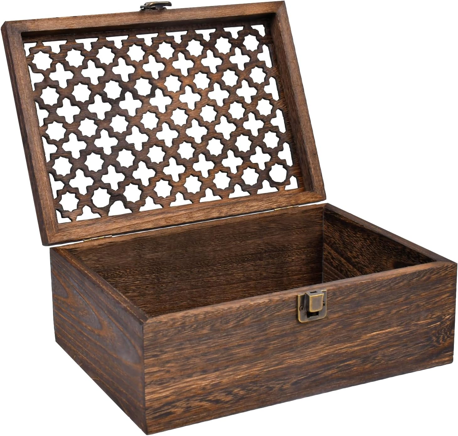 Amazon.com: Adorabby Wooden Decorative Storage Box with Hinged Lid and ...