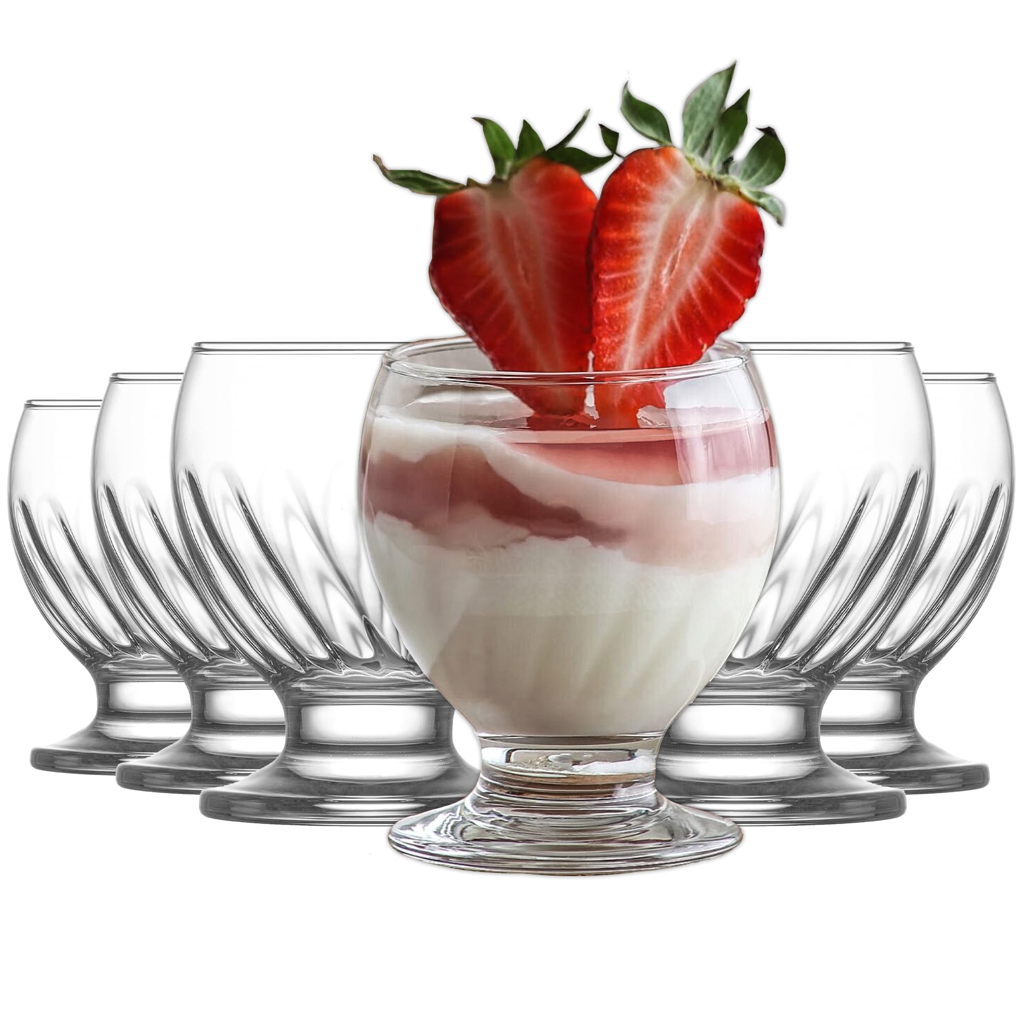 LAV Modern Ice Cream Sundae Glass Set of 6, 215ml 100% Lead & Cadmium ...