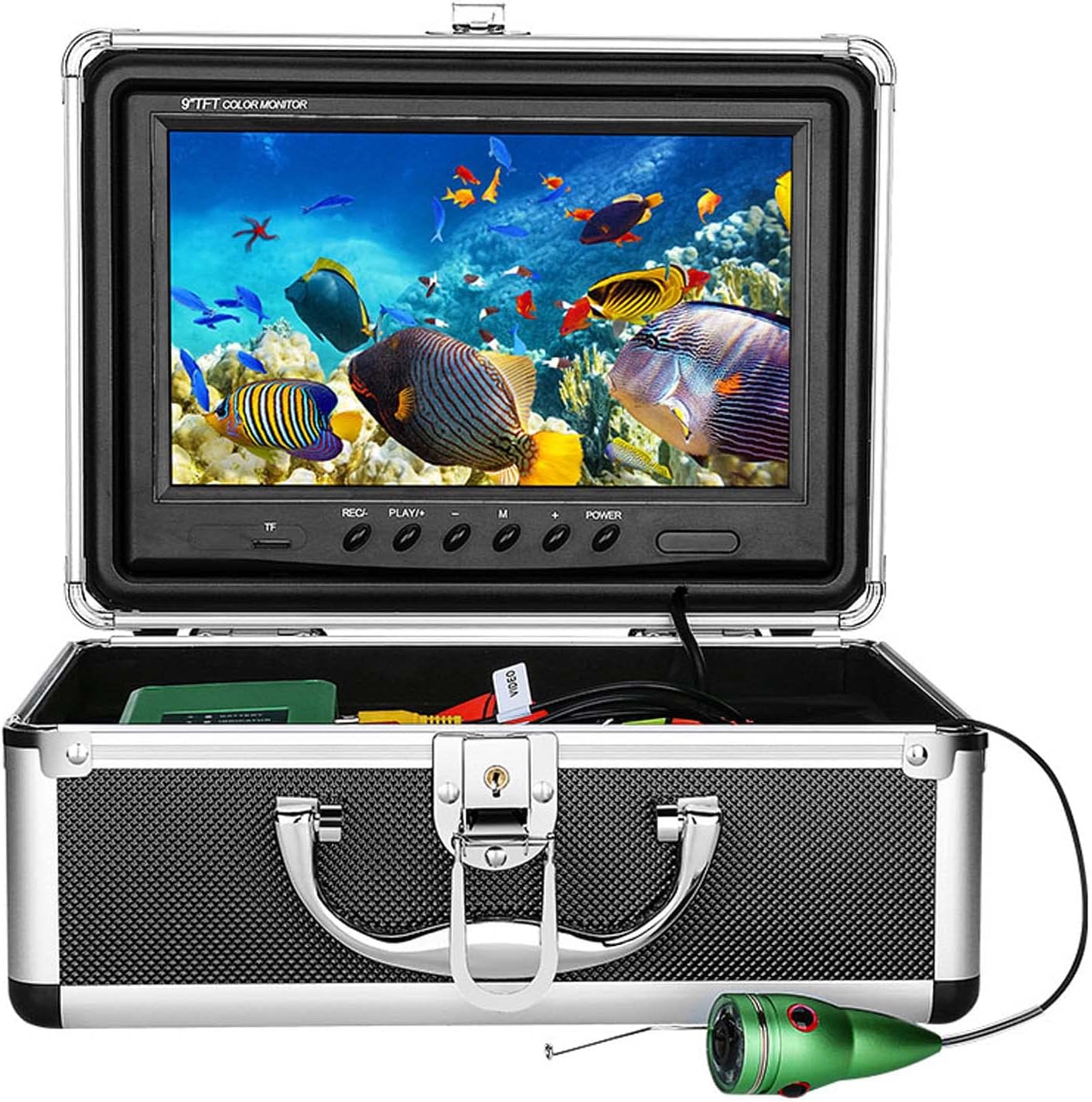 Amazon.com: 30M/100FT Portable Fish Finder 9 inch Color LCD Underwater ...