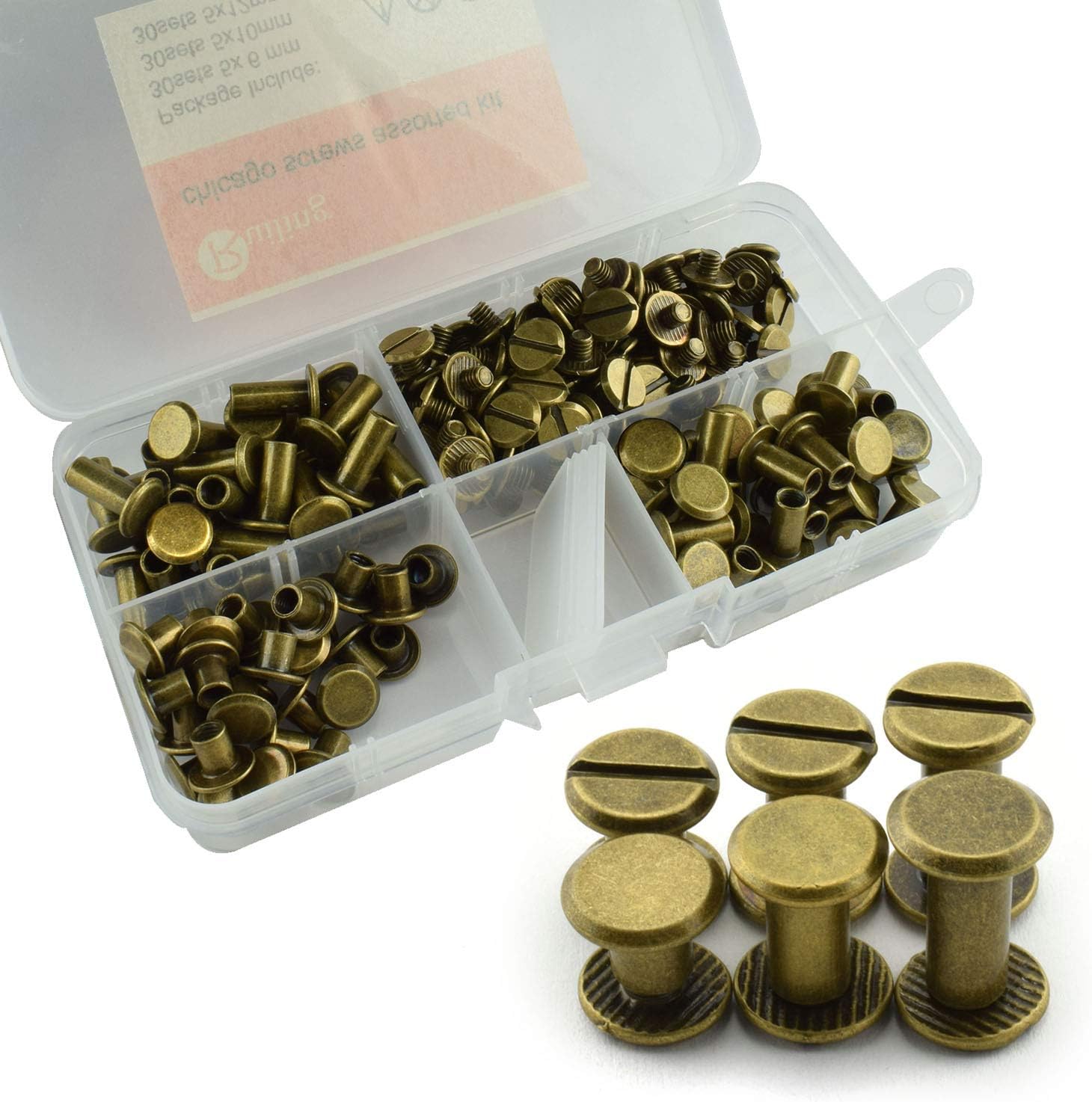 Amazon.com: RuiLing 90 Sets Bronze Chicago Screws Assorted Kit Screw ...