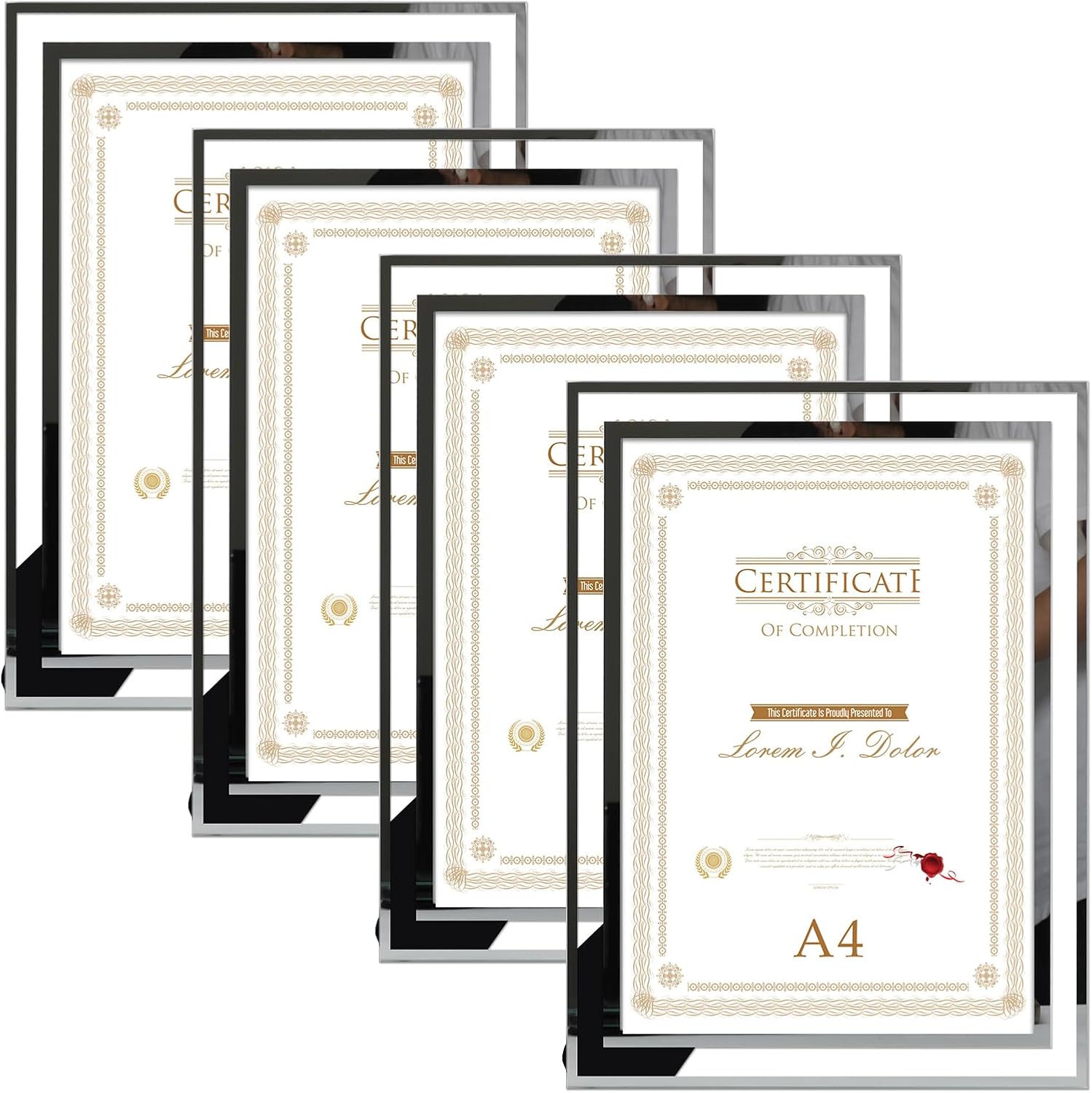 Hoikwo 4 Pack A4 Picture Frame, A4 Photo Frames with Silver Mirrored ...