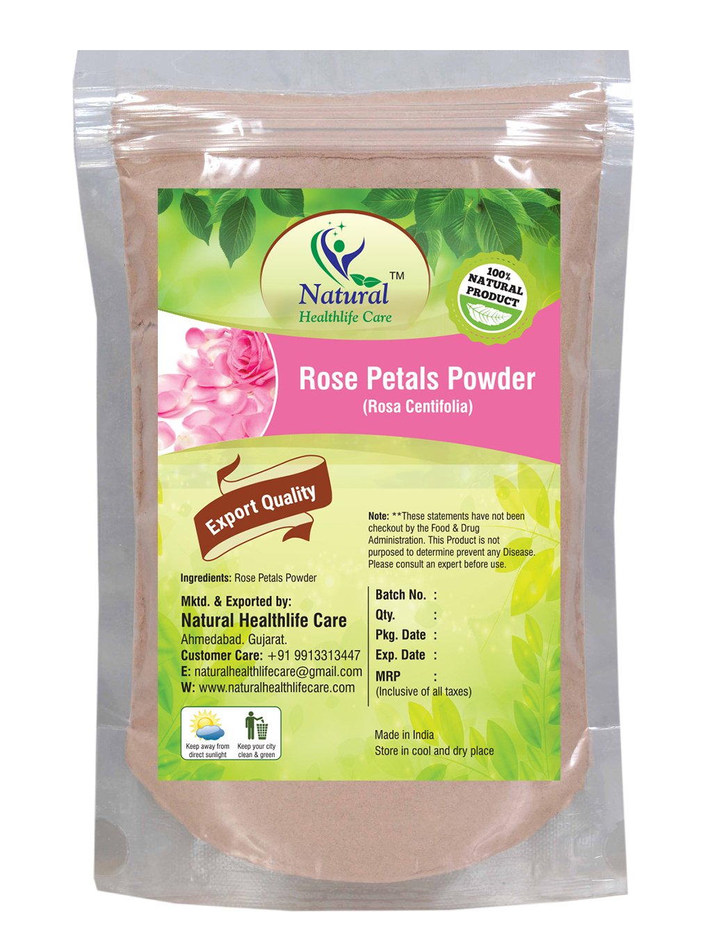Amazon.com : Natural Healthlife Care 100% Pure Rose Petals Powder (Rosa ...