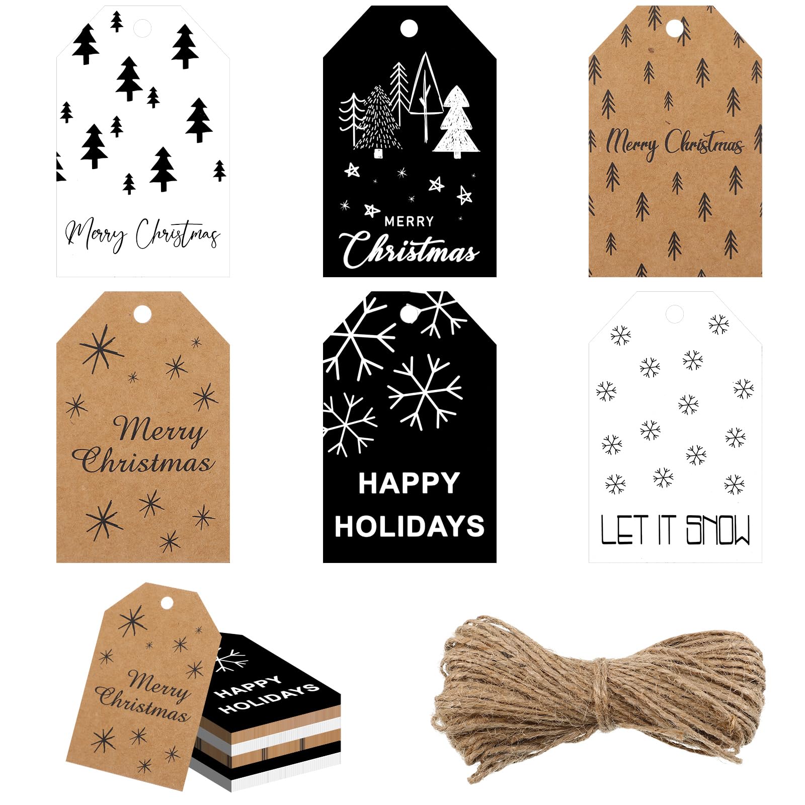 Amazon.com : Fullhawl 120 Pcs Neutral Christmas Gift Tags Aesthetic ...