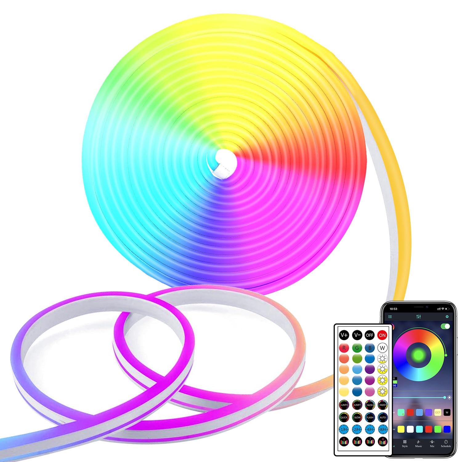 segrass 5M LED neon Lights Strip with Remote/APP Control,24V RGB LED ...