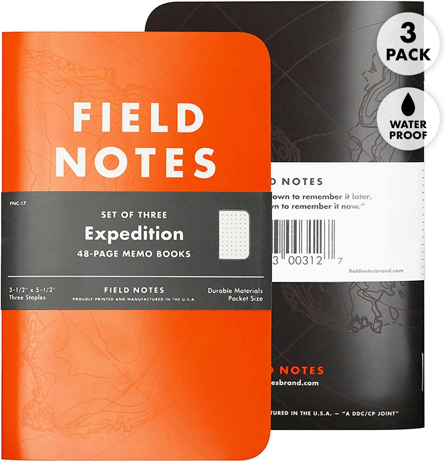 Amazon.com : Field Notes 3-Pack Pitch Black Memo Books (3.5" X 5.5 ...