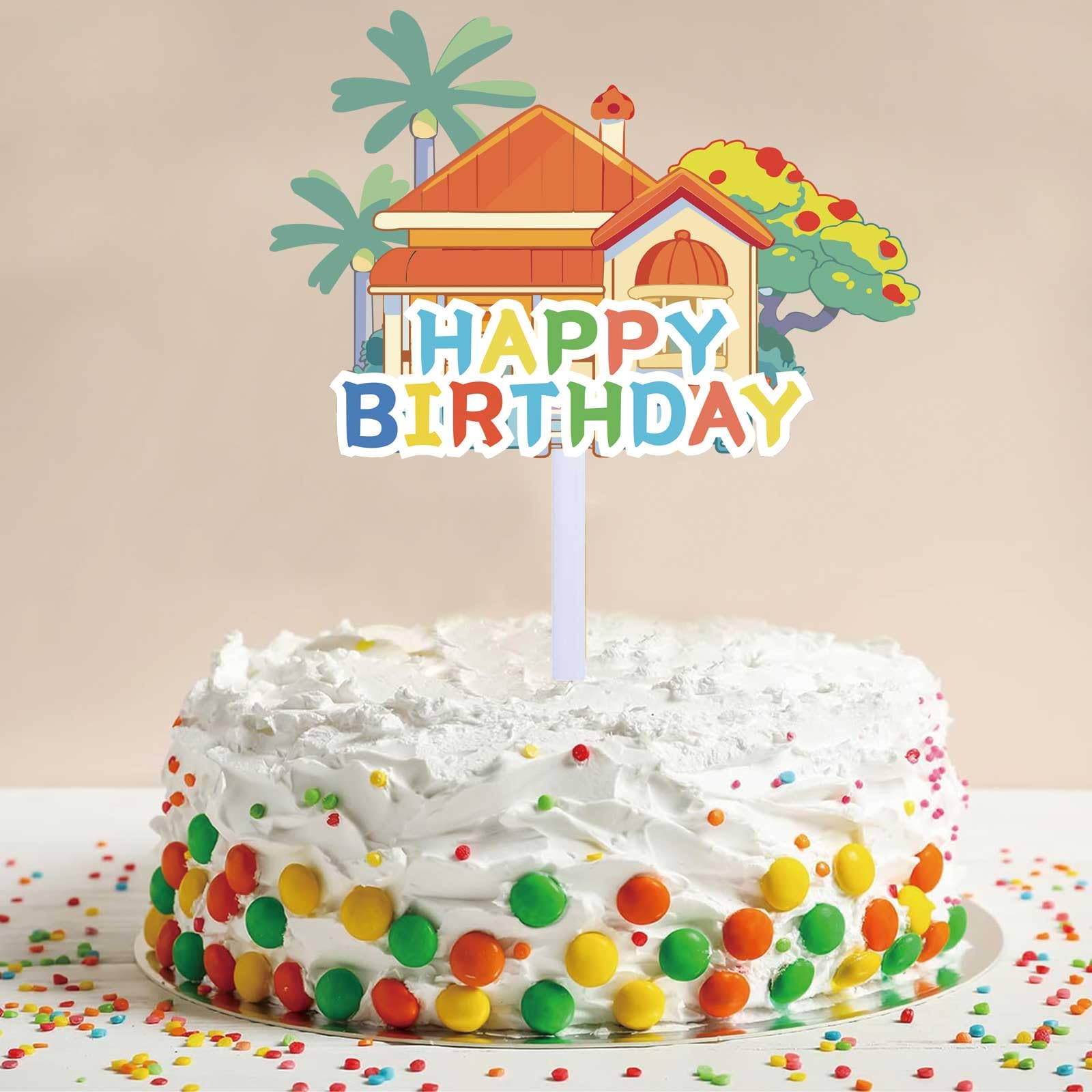 Amazon.com: Dog House Birthday Cake Topper Decoration Blue Cartoon ...