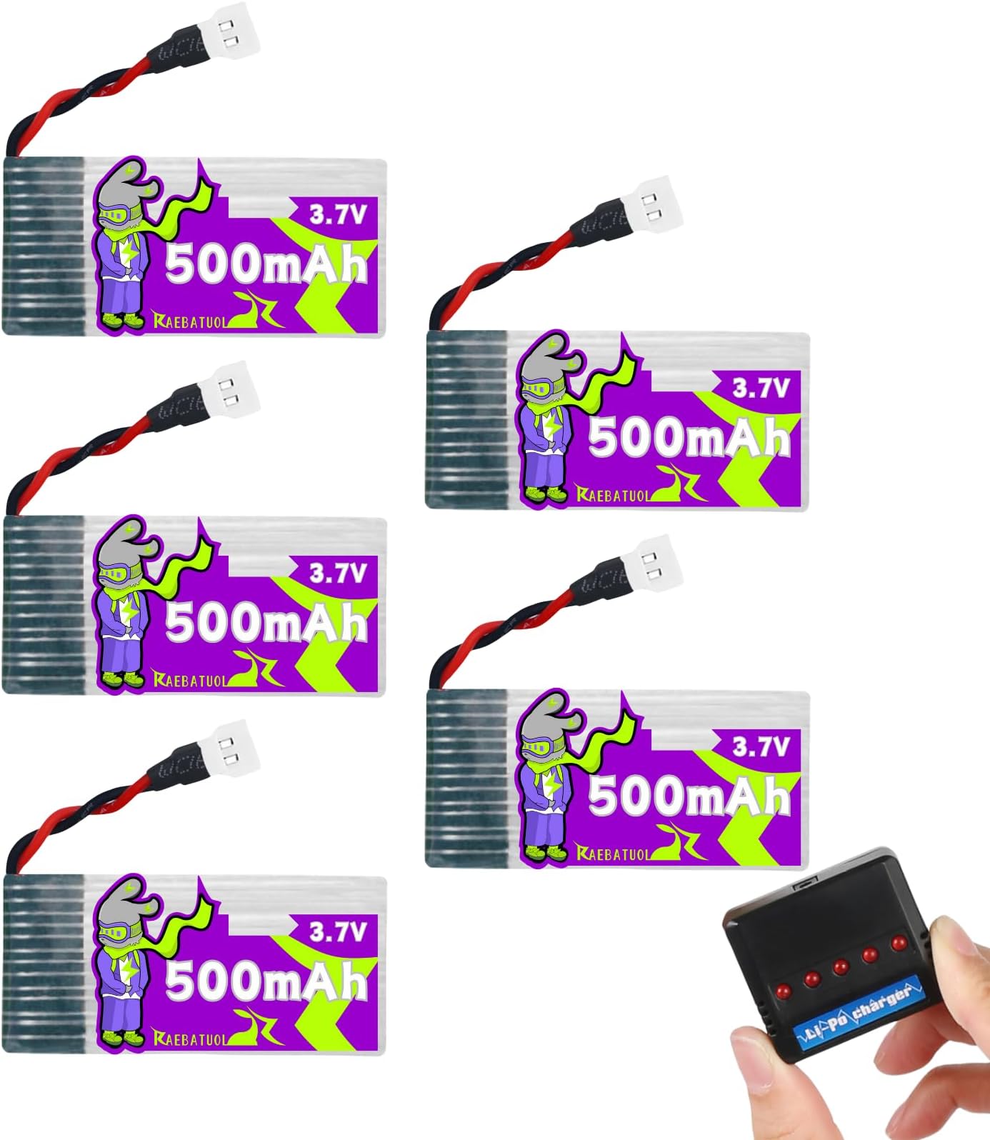 Amazon.com: 500mAh 3.7V 702035 LiPo Battery with Molex XH2.54/Molex ...