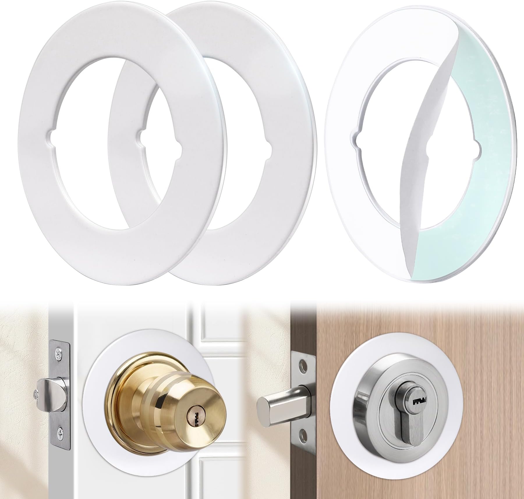 SUMBIN Door Knob/Deadbolt Reinforcement Plate Satin Brass, Door Lock ...