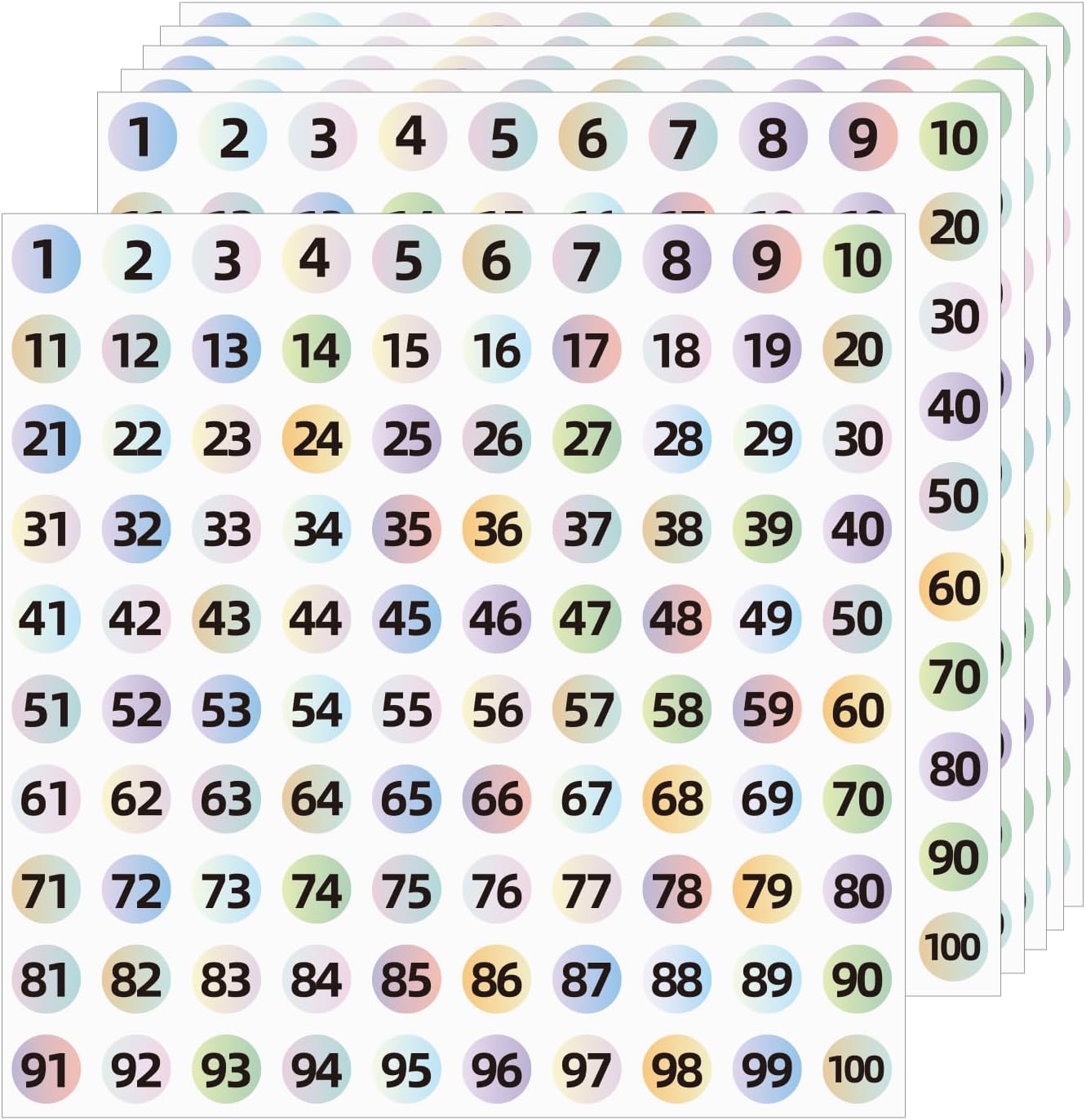 Amazon.com : Clabby 2000 Pcs 50 Sheets Small Number Stickers 1-40 Round ...