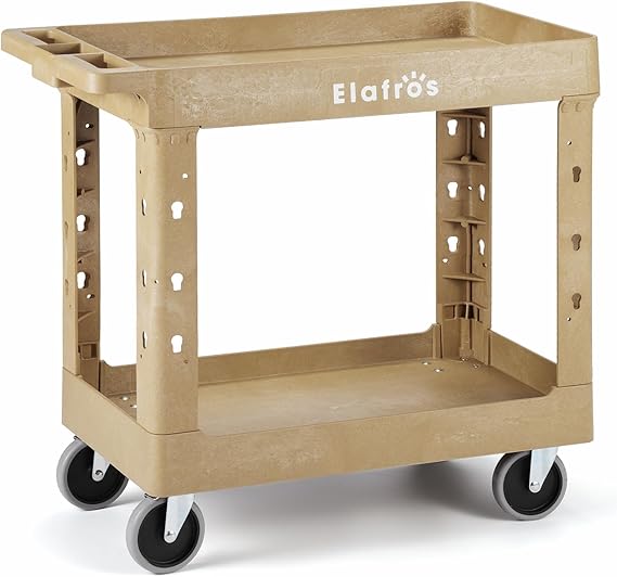 Amazon.com: ELAFROS Heavy Duty Plastic Utility Cart 34 x 17 Inch - Work ...