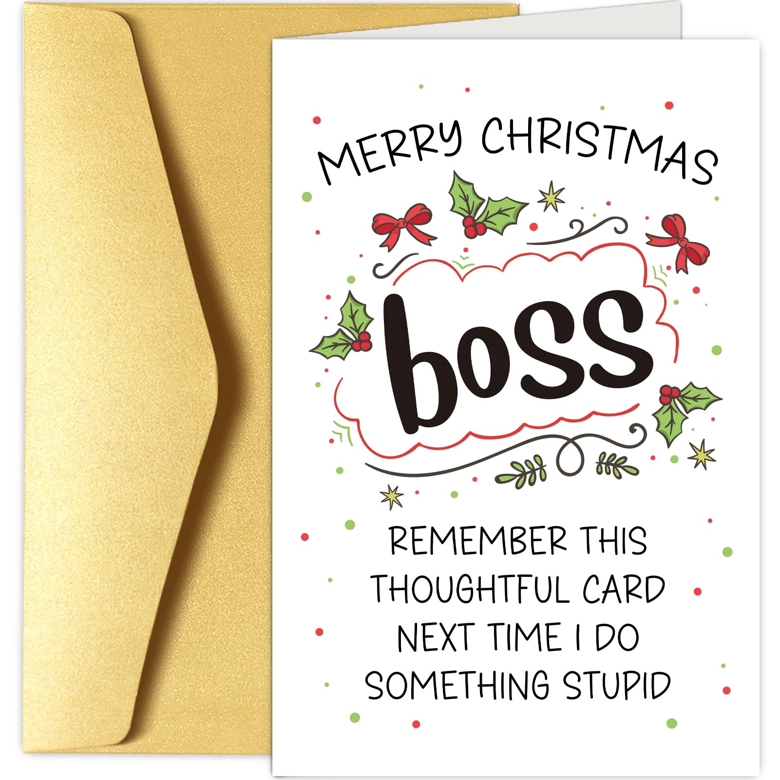 Amazon.com : Funny Boss Christmas Card for Men Women, Merry Christmas ...