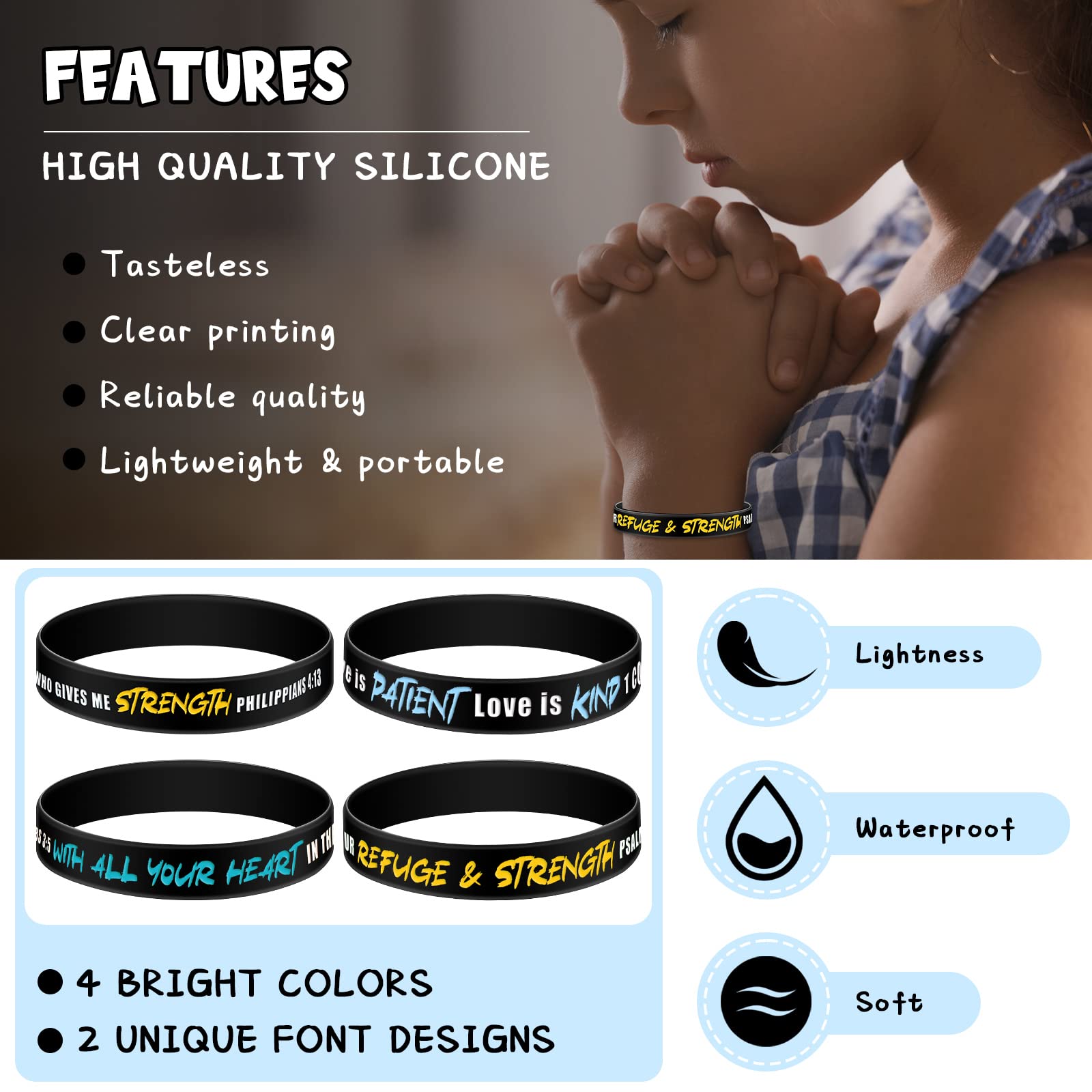 Snapklik.com : 48 Pcs Bible Verse Bracelets Christian Scripture ...