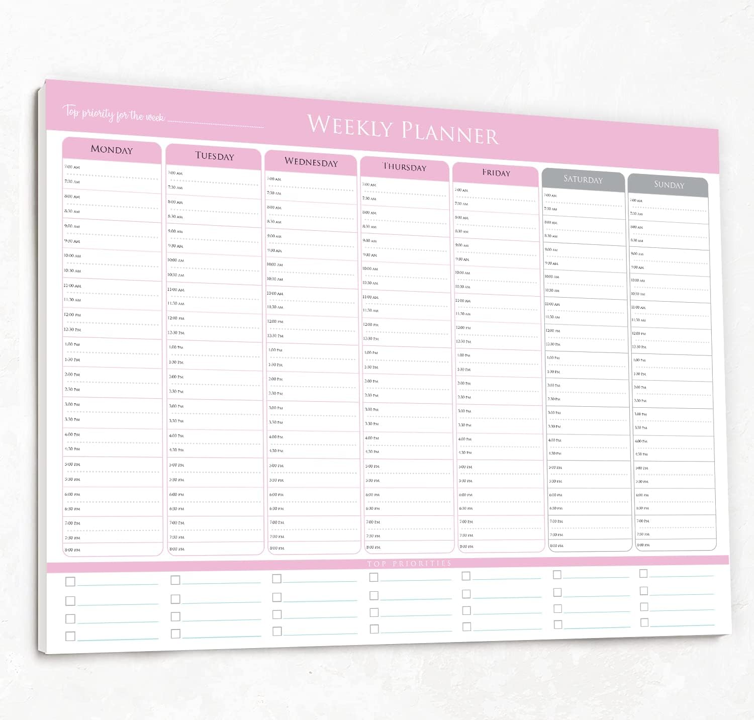 Scribble & Dot® A3 Weekly Planner Pad - 140gsm 52 Thick Pages | Desk ...
