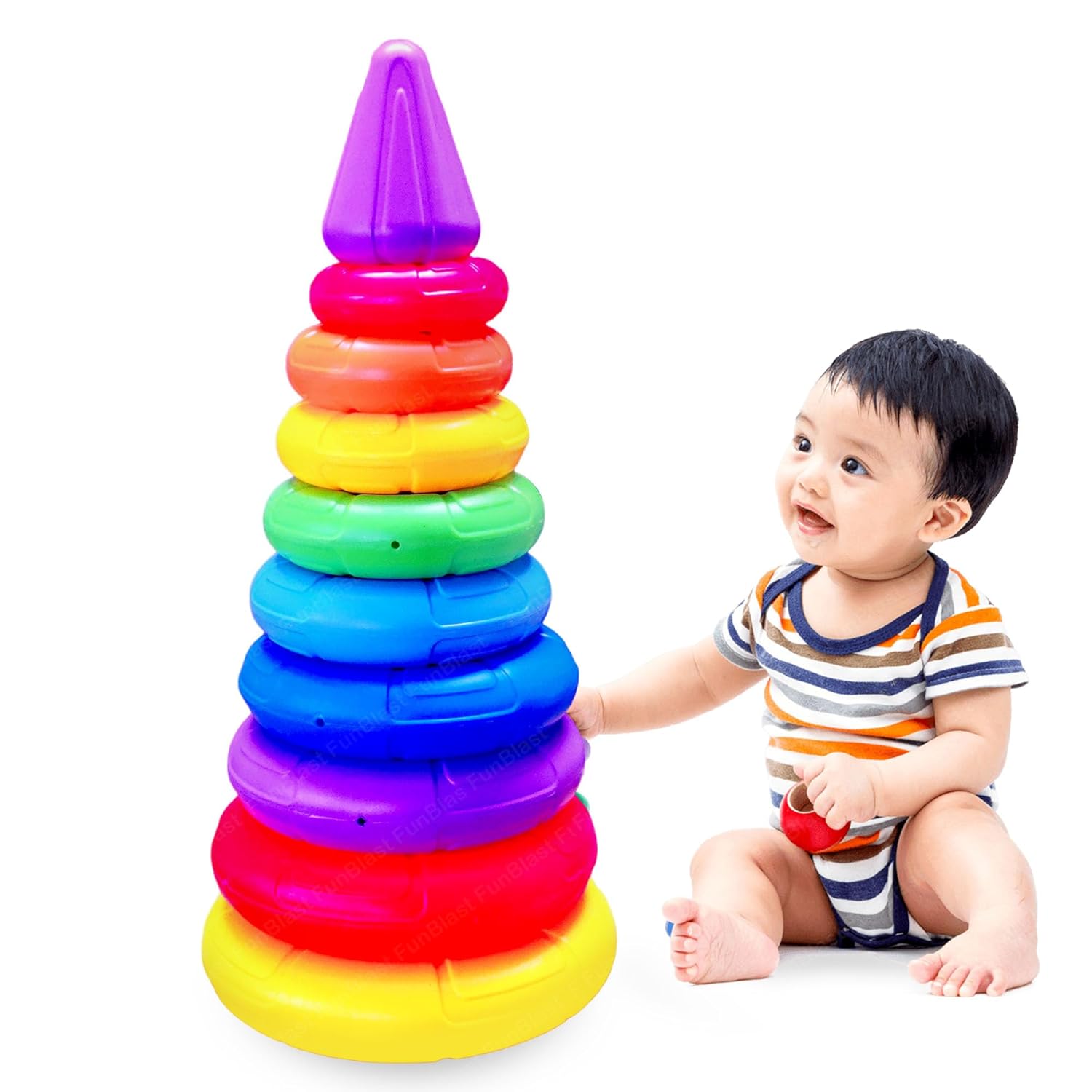 FunBlast Rainbow Stacking Rings Toys for Kids, Colorful Rainbow Shape ...