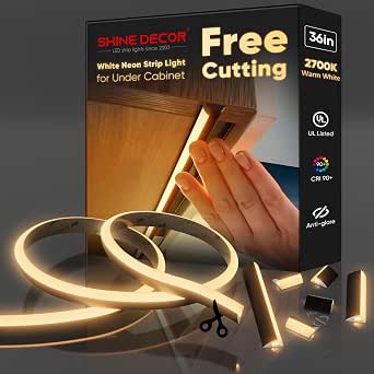 Shine Decor Under Cabinet Lighting Strip, Free Cuttable LED Silicone ...