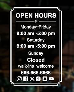 Amazon.com: Business Hours Sign and Business Name Decal Custom ...