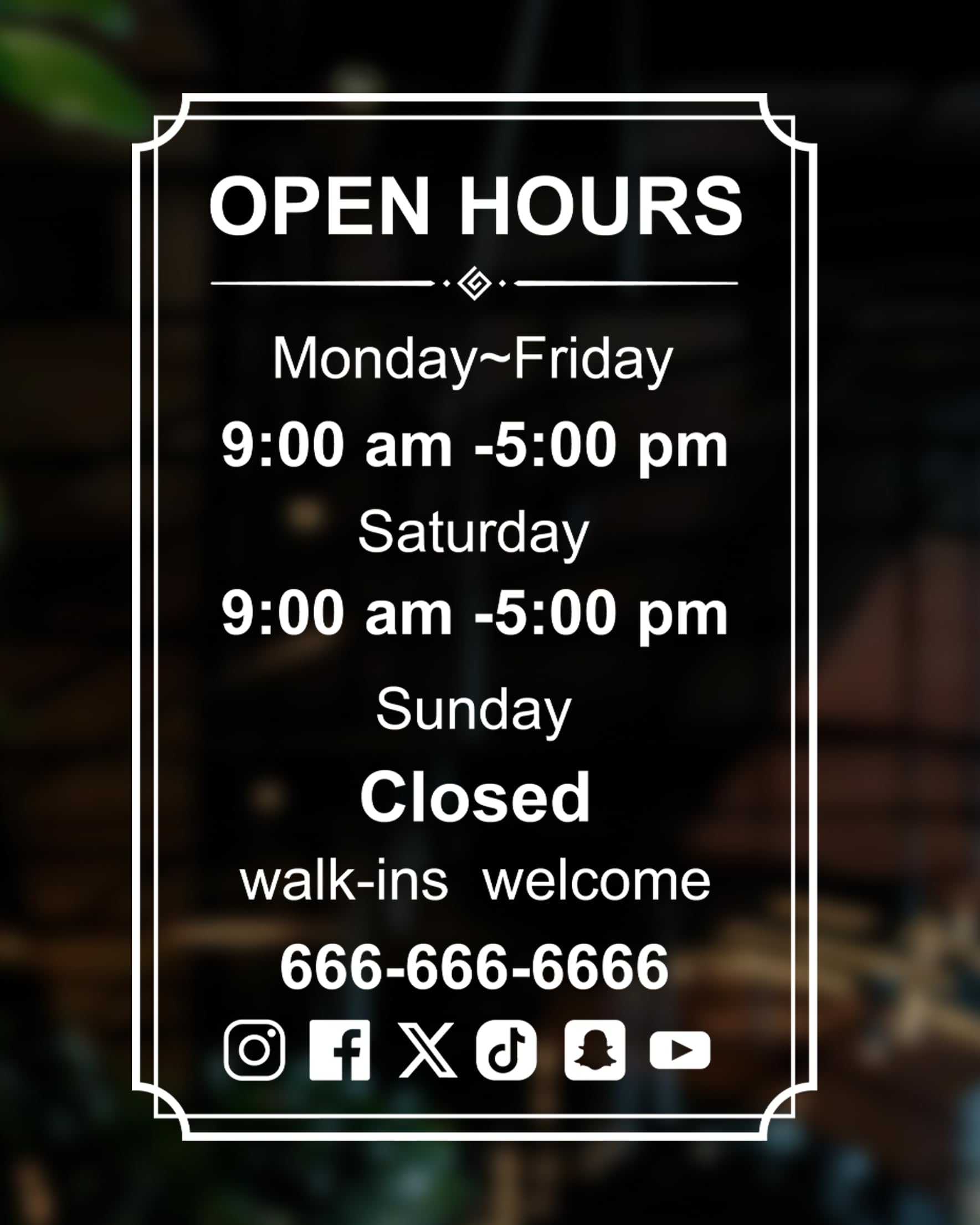 Amazon.com : Business Hours Sign and Business Name Decal Custom ...