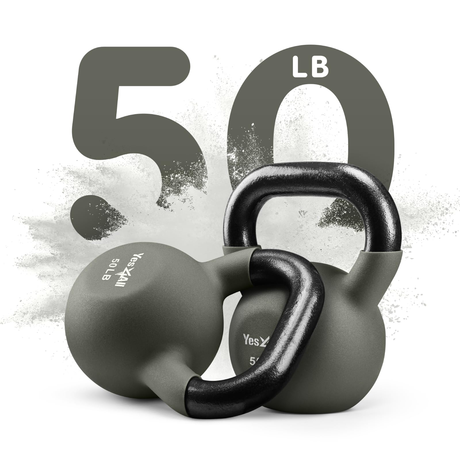 Snapklik.com : Kettlebell, 50 LB Neoprene Coated Cast Iron Kettlebells ...