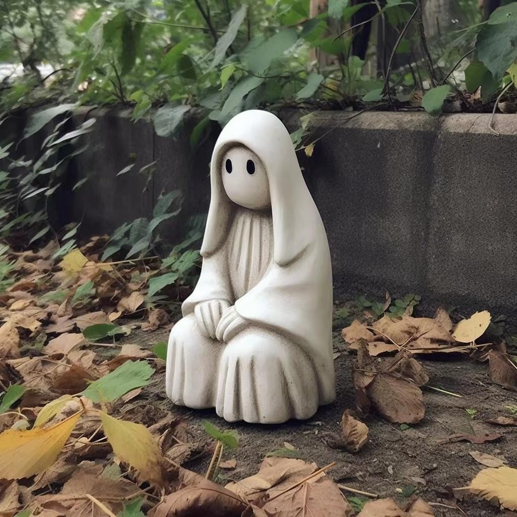 Amazon.com: ALSHUNXC Ghost Statue, White Resin Garden Ghost Sculpture ...