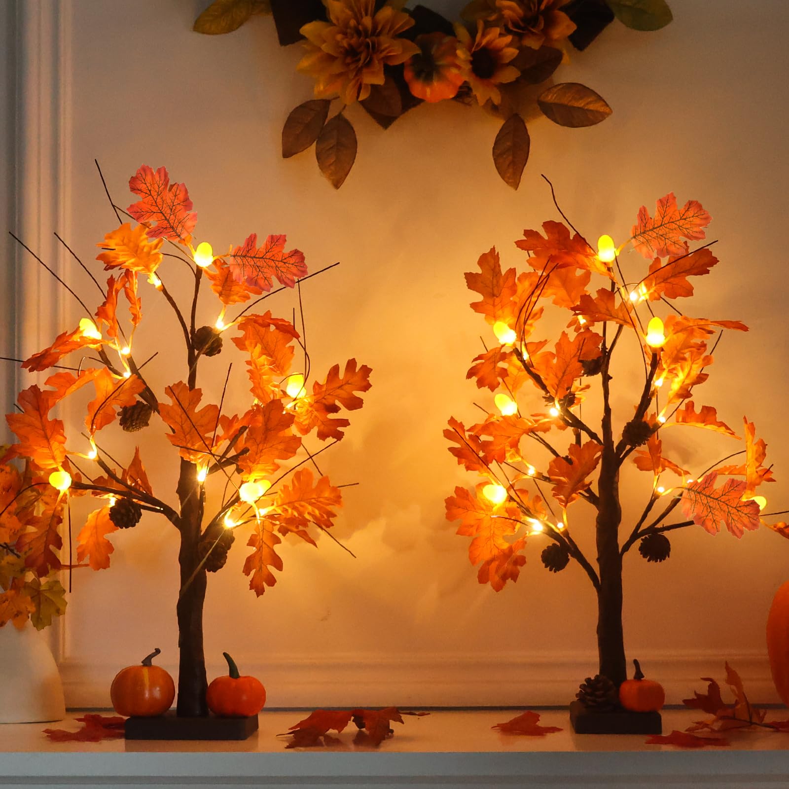 Amazon.com: hogardeck Fall Decorations for Home, 2 Pcs 24”2FT Lighted ...