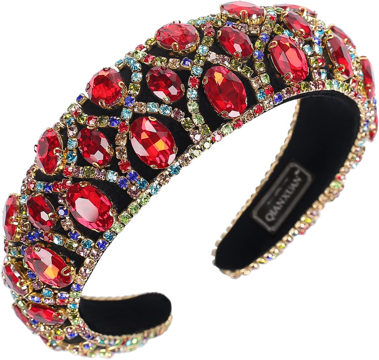 Amazon.com : Rhinestone Headbands for Women Bling Jewelled Rainbow ...