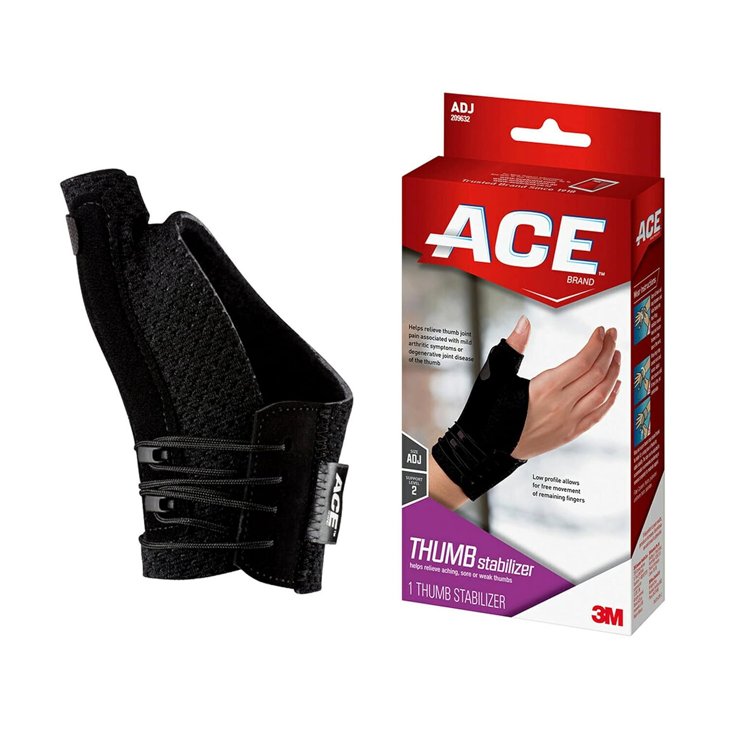 Amazon.com: ACE Deluxe Thumb Stabilizer, Adjustable, Black, 1/Pack ...