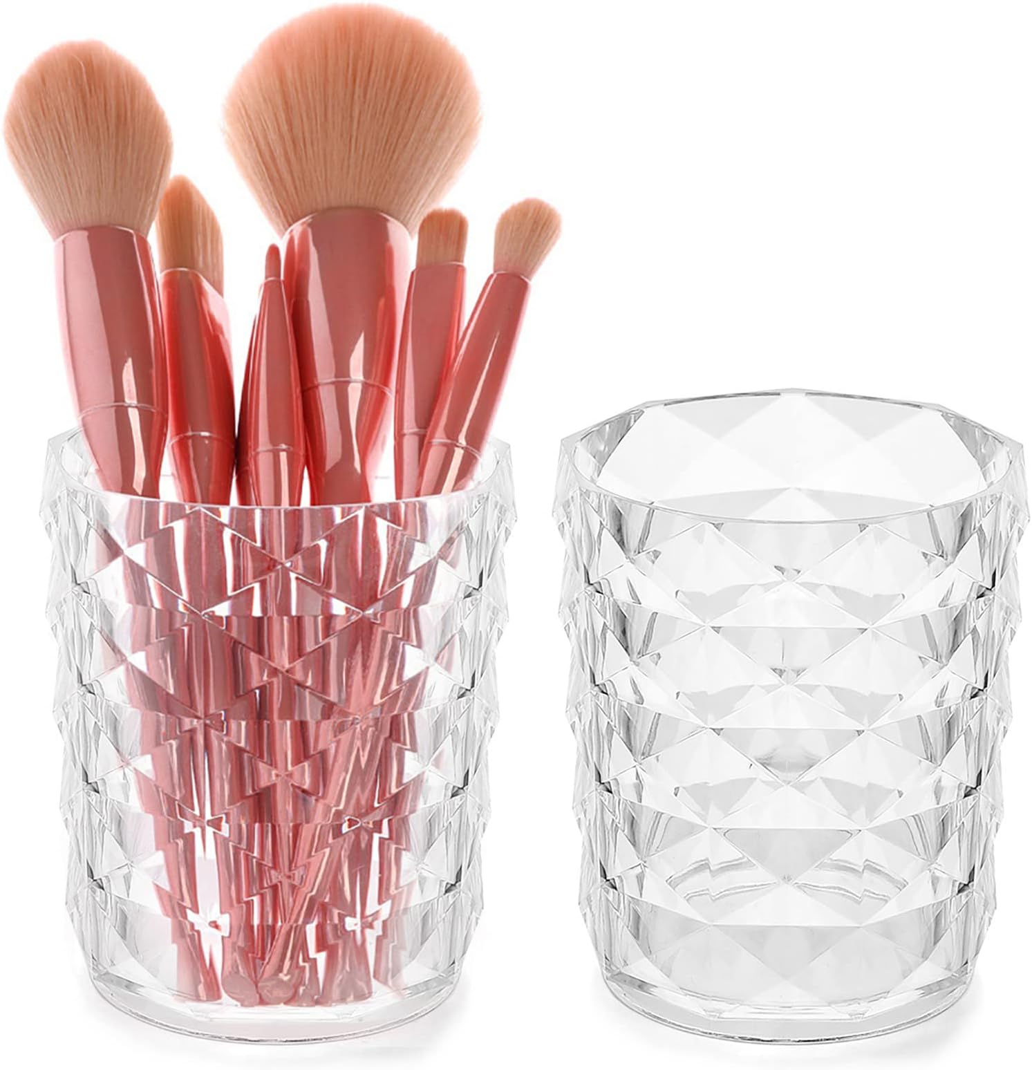 2 Pcs Pot Pinceau Maquillage Transparents Rangement Pinceaux Maquillage ...