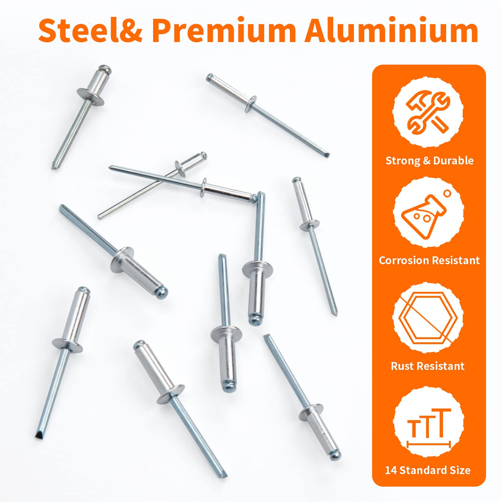 Snapklik.com : 600pcs Pop Rivets Assortment Kit, 14 Sizes Aluminum ...