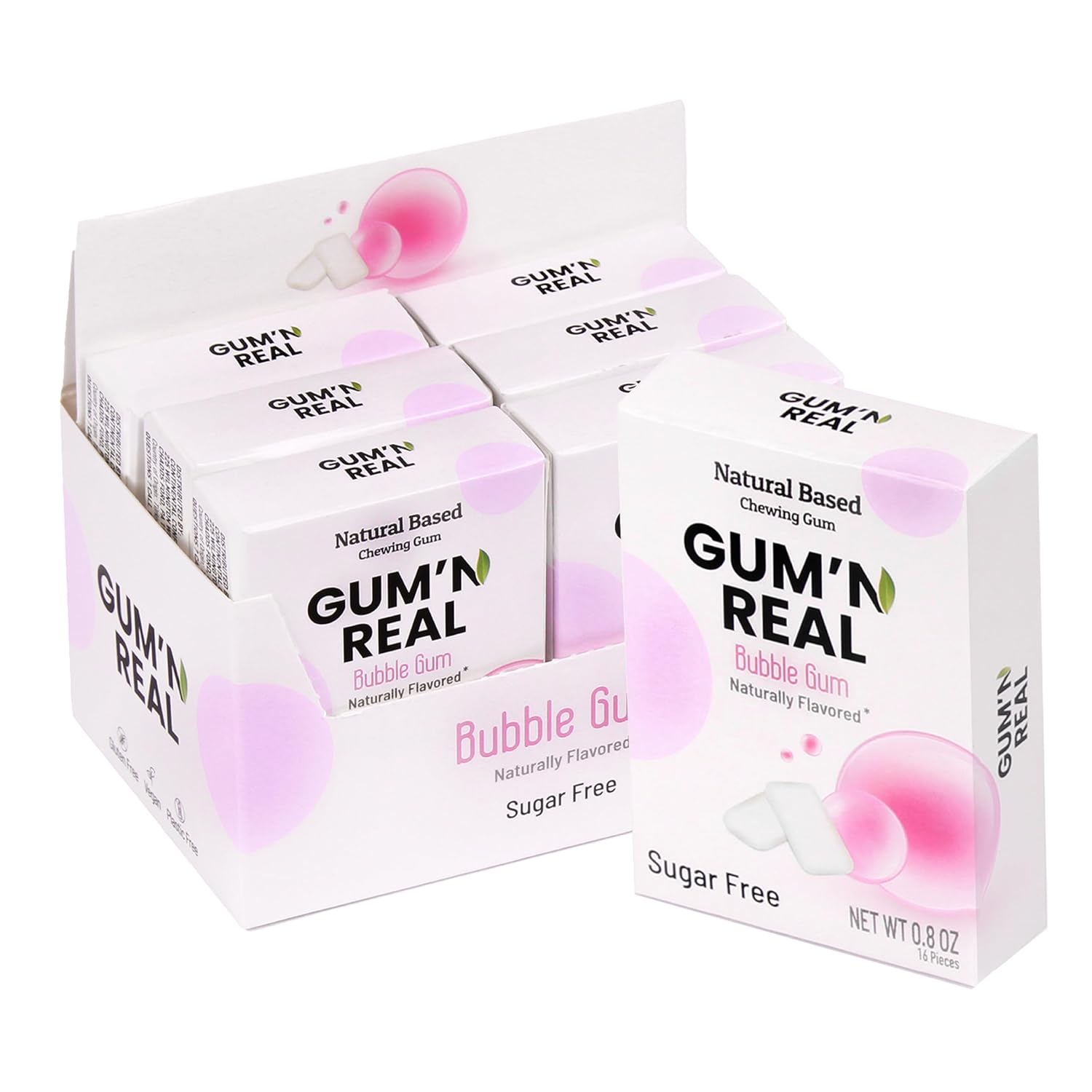 Amazon.com : GUM'N REAL | Sugar Free Natural Chewing Gum | Pack of 6 ...