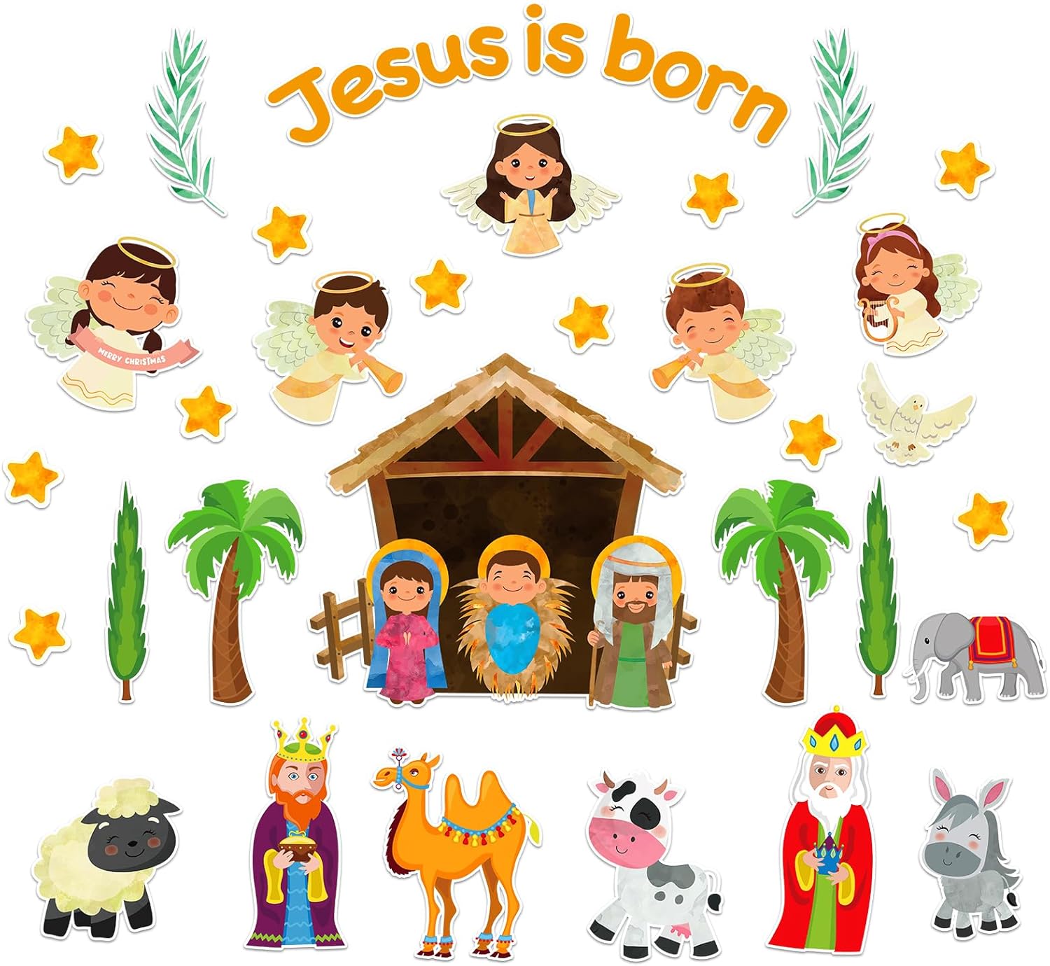 Amazon.com: WaaHome Jesus is Born Christian Bulletin Board Decorations ...