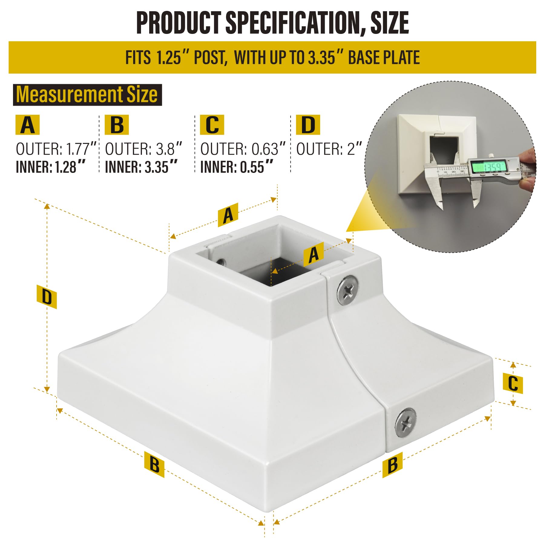 Snapklik.com : Epcee 1pcs Post 1.25" Aluminum Deck Post Base Cover ...