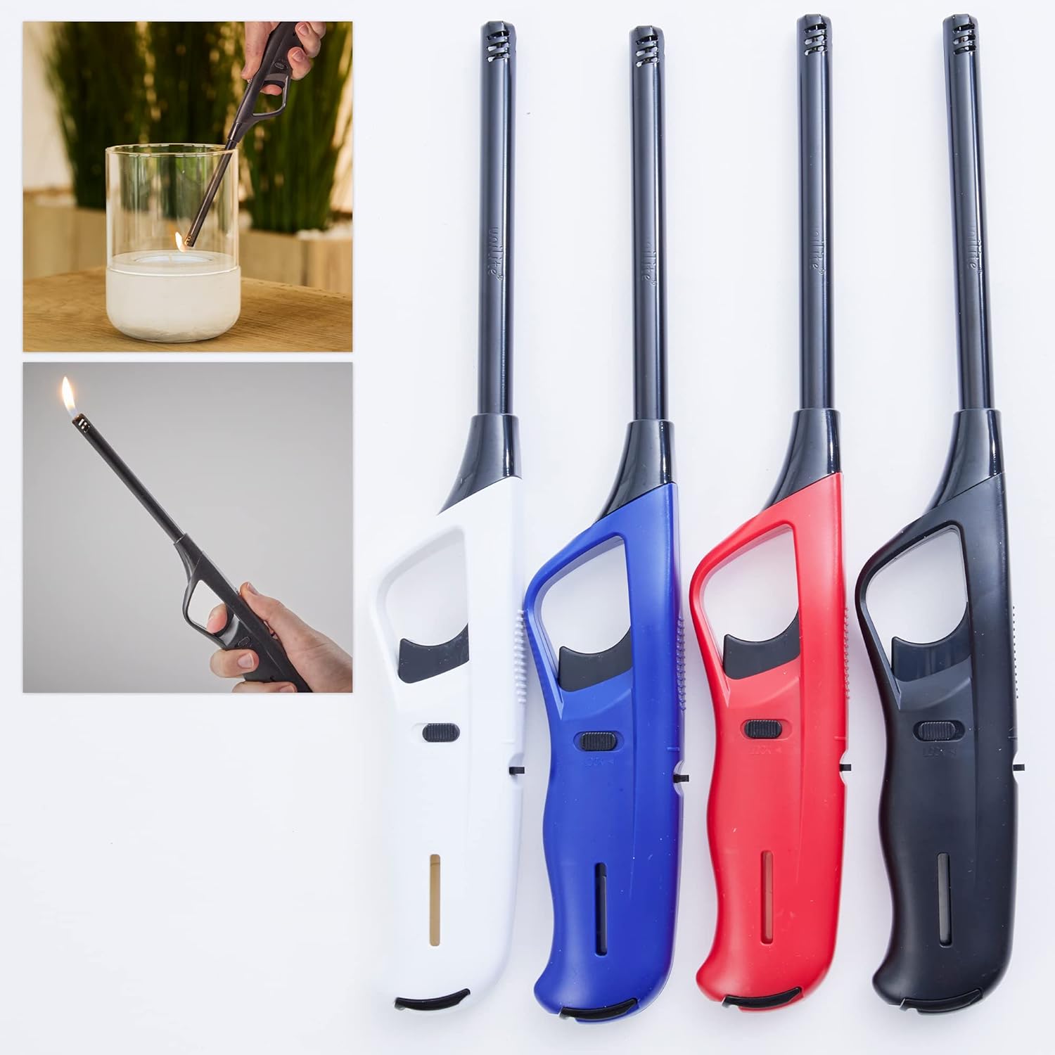 UNILITE 4 x Soft Flame Lighter - Long Lighter with Stick 27.6 cm Long ...