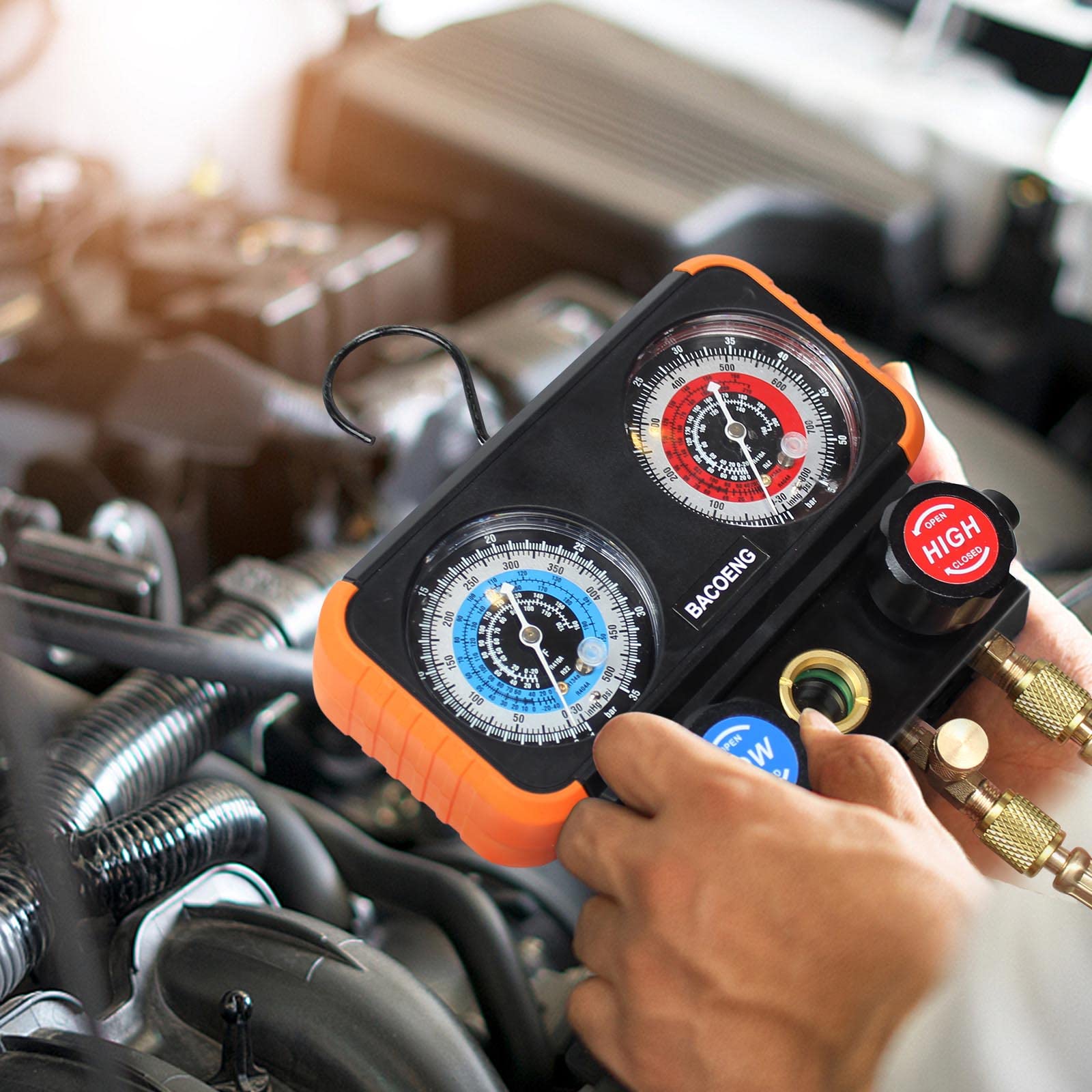 Snapklik.com : BACOENG AC Gauges, AC Manifold Gauge Set For R134A R410A ...