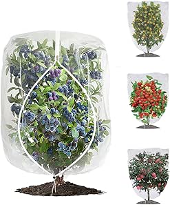Amazon.com : 4 Pack Fruit Tree Netting with Zipper & Drawstring, 2.6 x 3.2 Ft Reusable Blueberry ...
