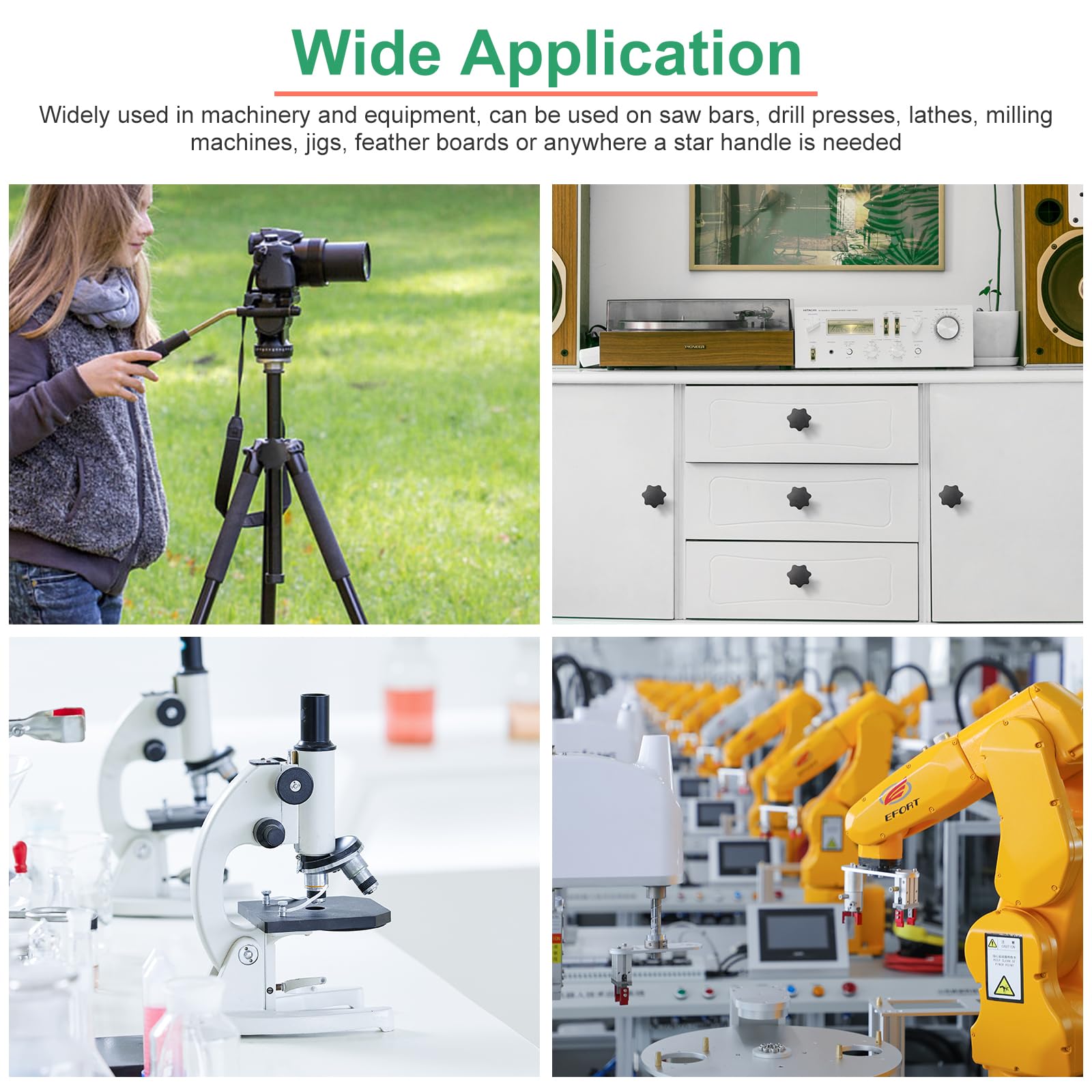 Snapklik.com : OCR 10Pcs 7 Star Through Hole Knob M6 Knurled Thread ...