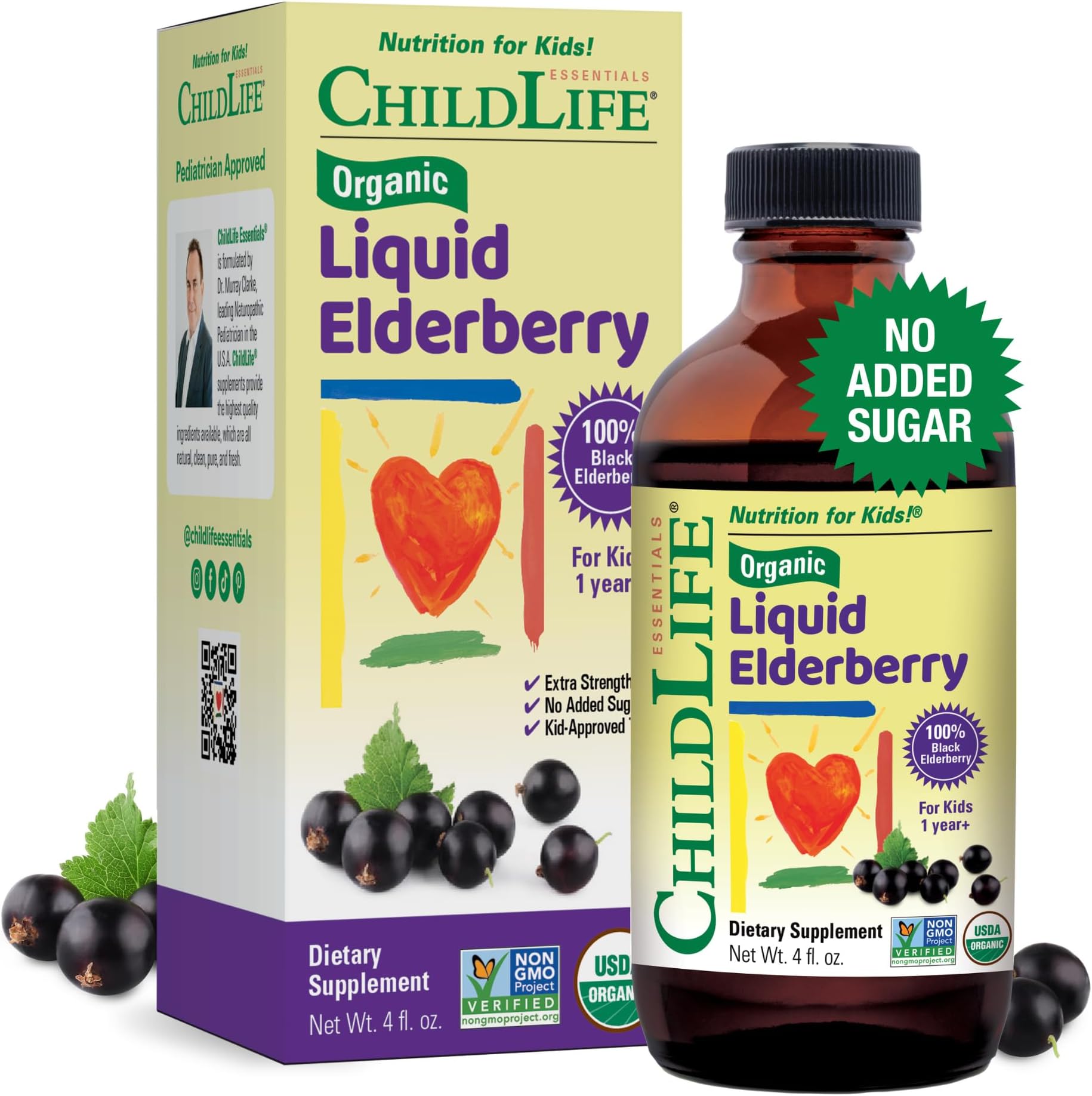 Amazon.com: CHILDLIFE Essentials Organic Elderberry Syrup for Kids ...
