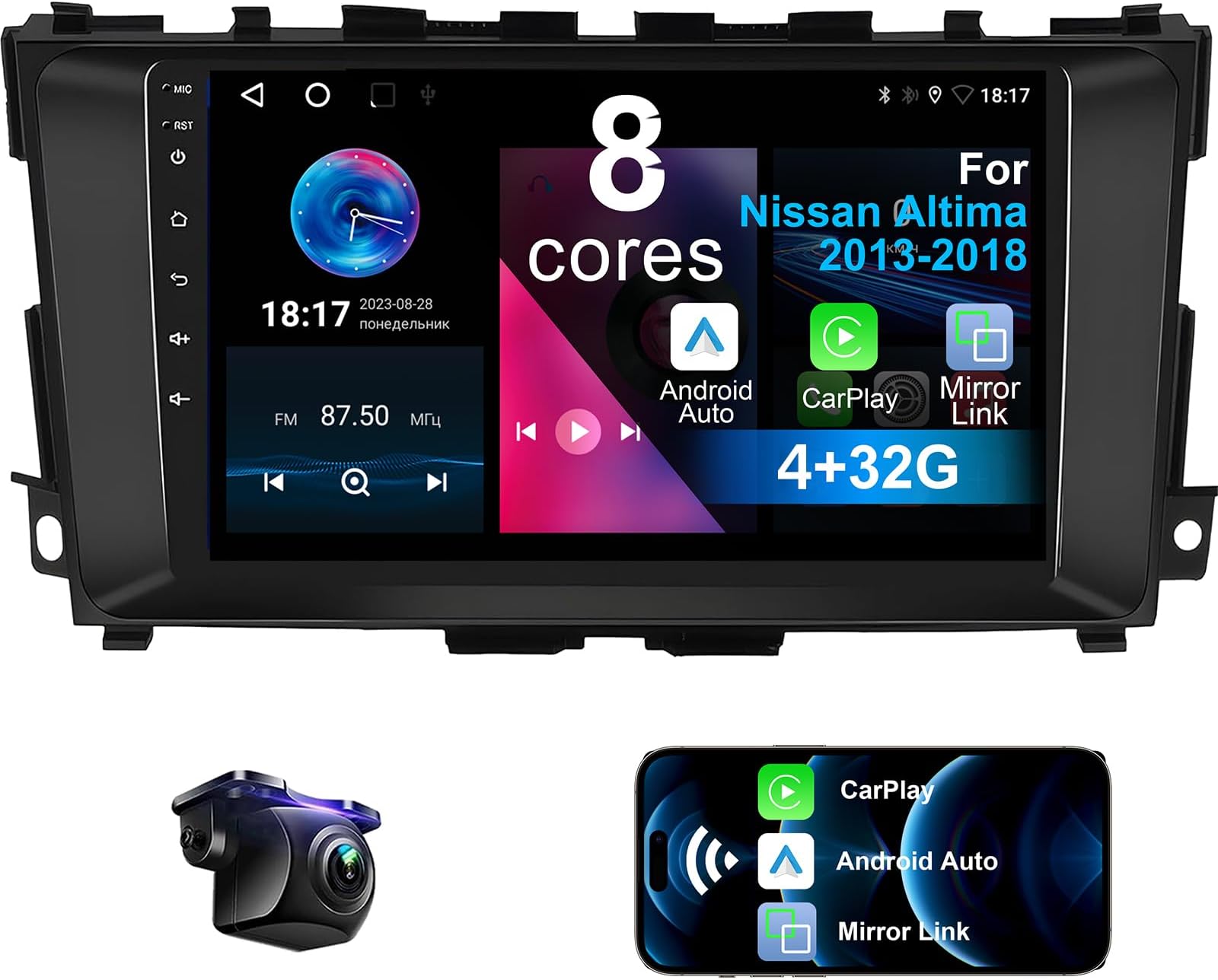Amazon.com: Car Stereo for Nissan Altima 2013-2018 8 Core 4+32G with ...
