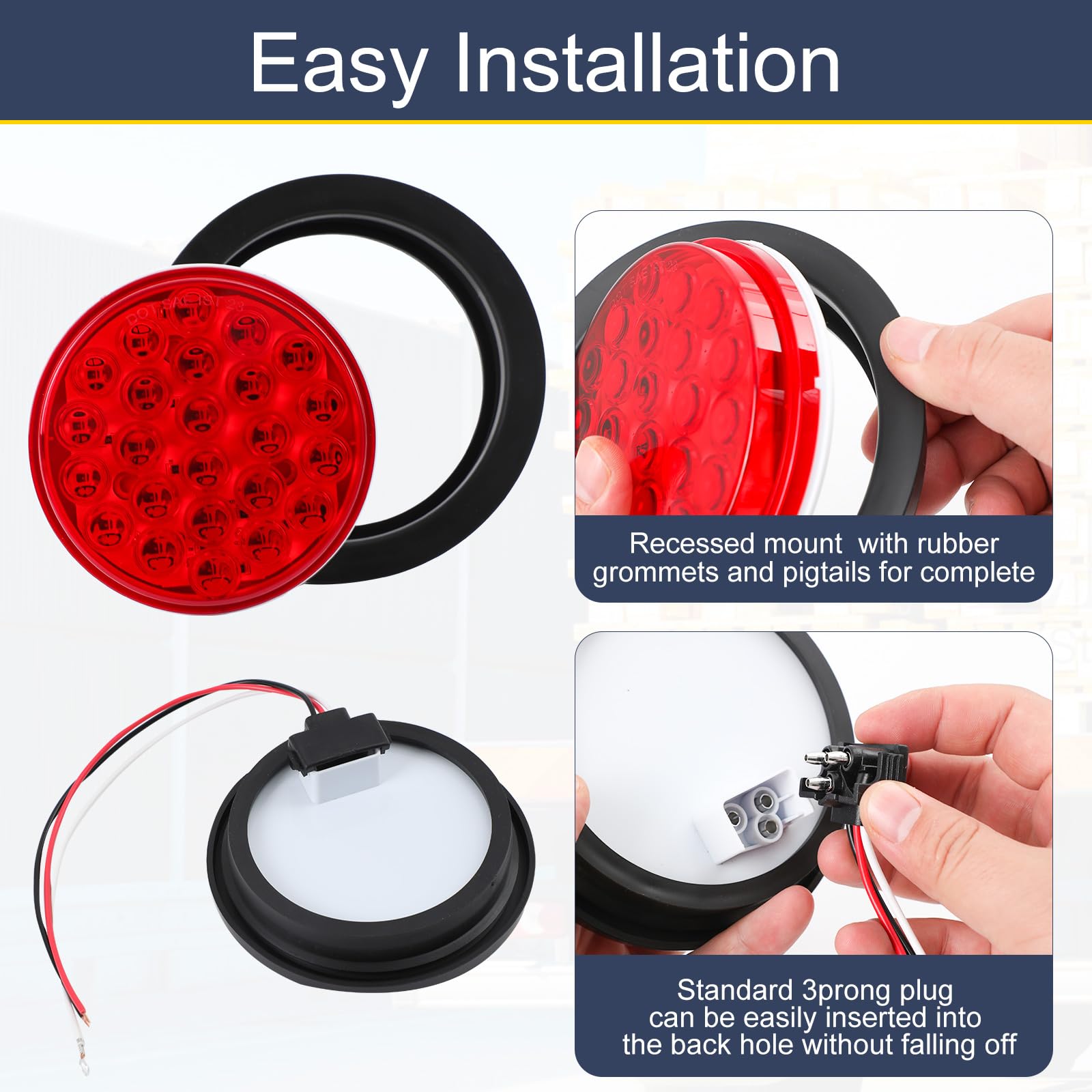 Snapklik.com : 4 Inch Round Trailer Light Kit, 24LED Trailer Lights ...