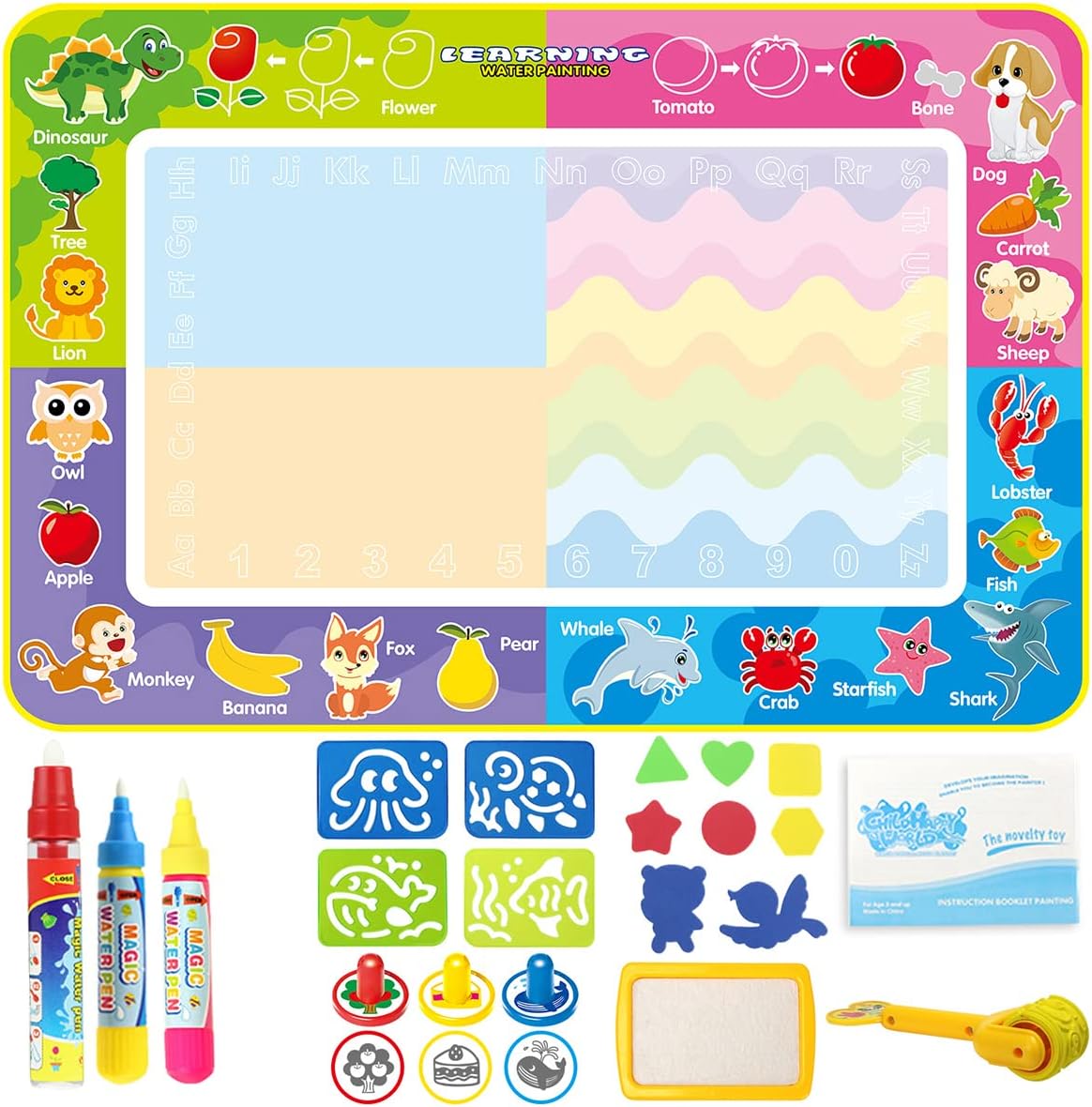 Amazon.com: Coolplay Large Water Drawing Mat with Water Pens and ...