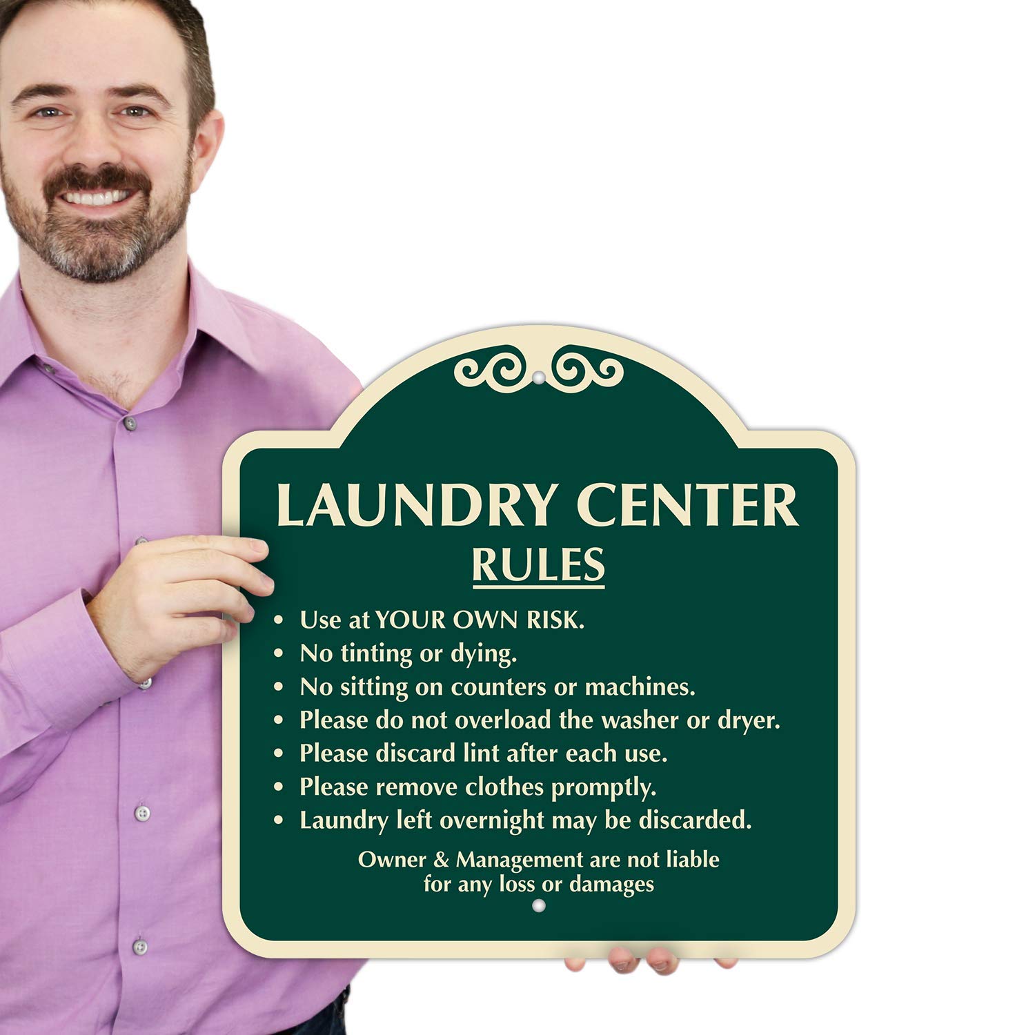 Amazon.com : SmartSign "Laundry Center Rules" Designer Custom Sign | 18 ...