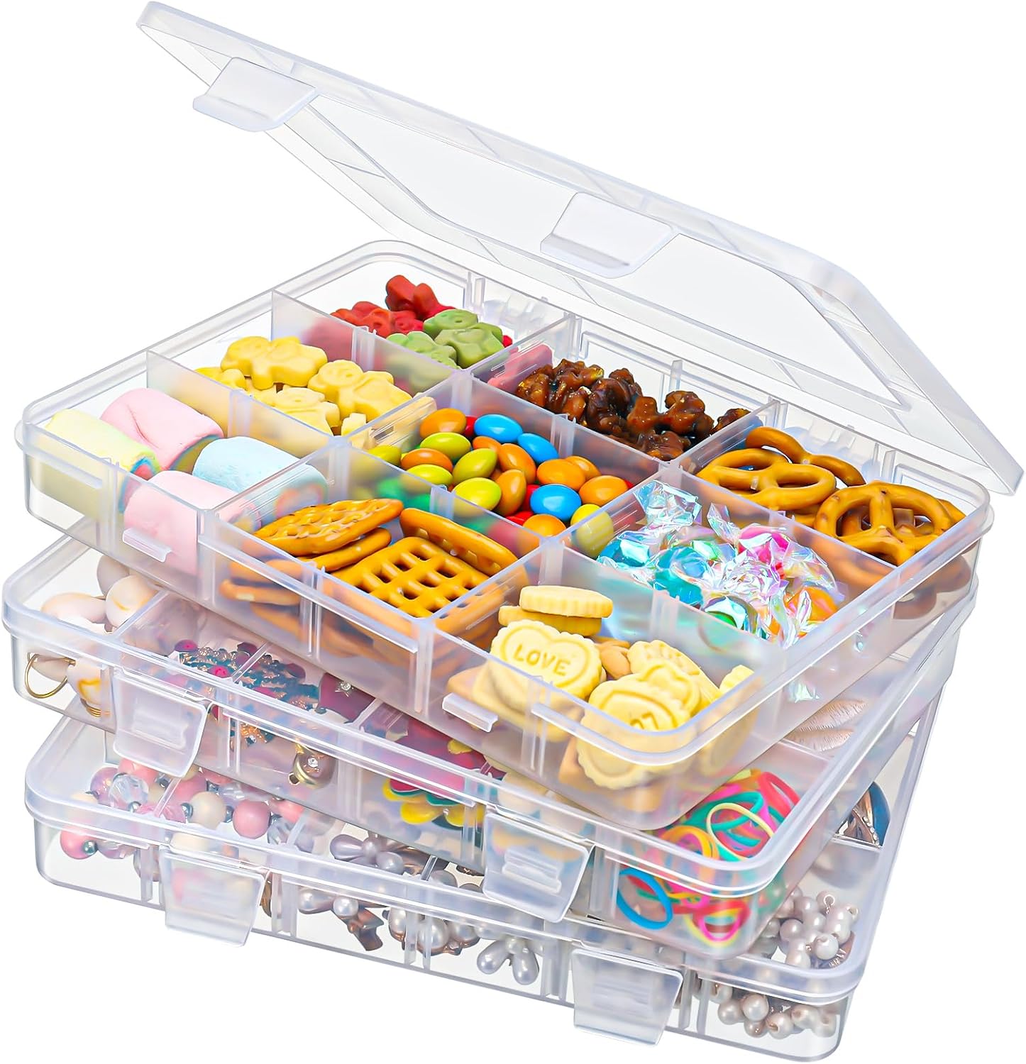 3 PCS Snack Boxes with Compartments for Kids, Small Snack Box with 15 ...