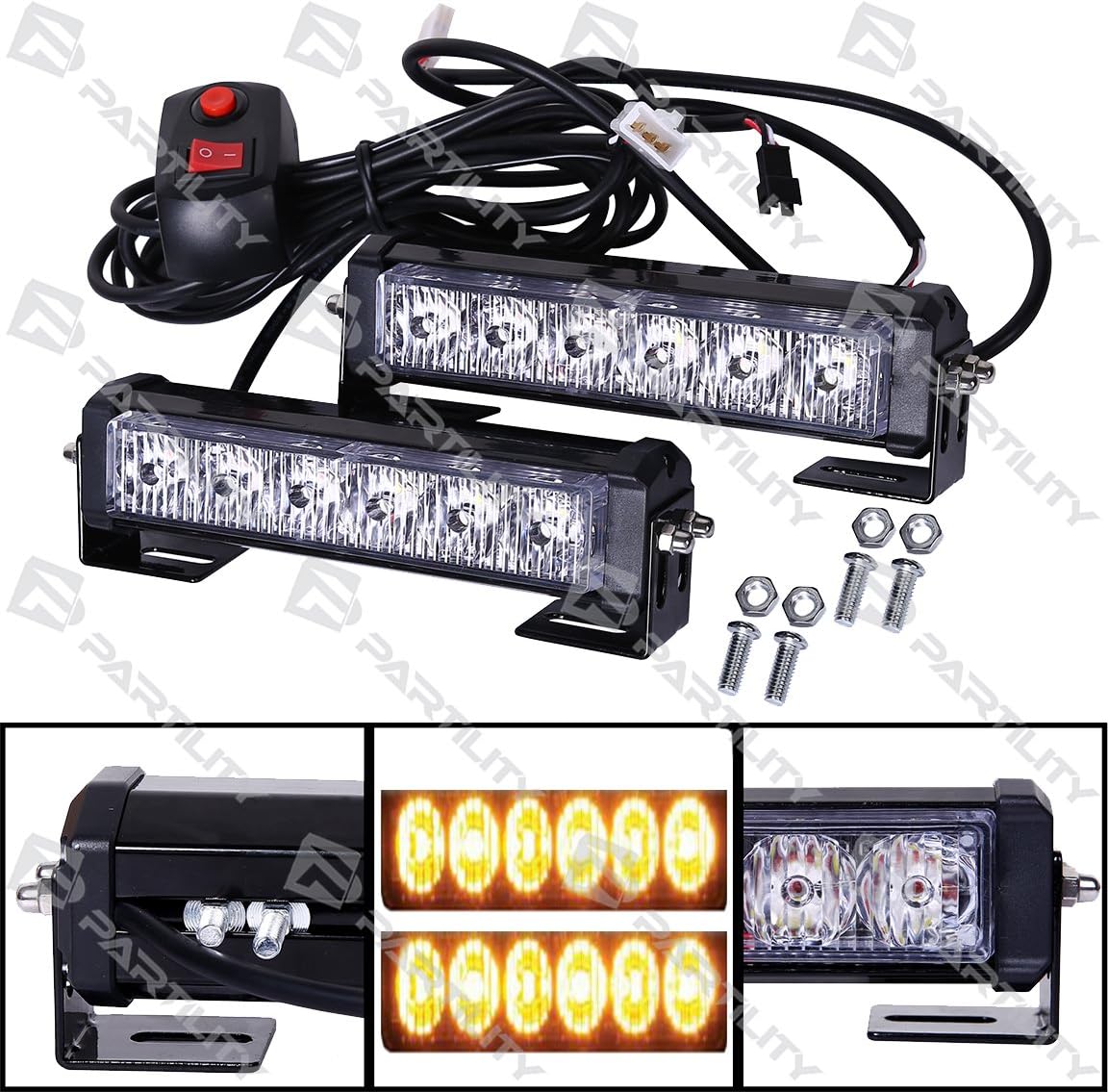 Amazon.com: Pair LED Amber Light Emergency Warning Strobe Flashing ...