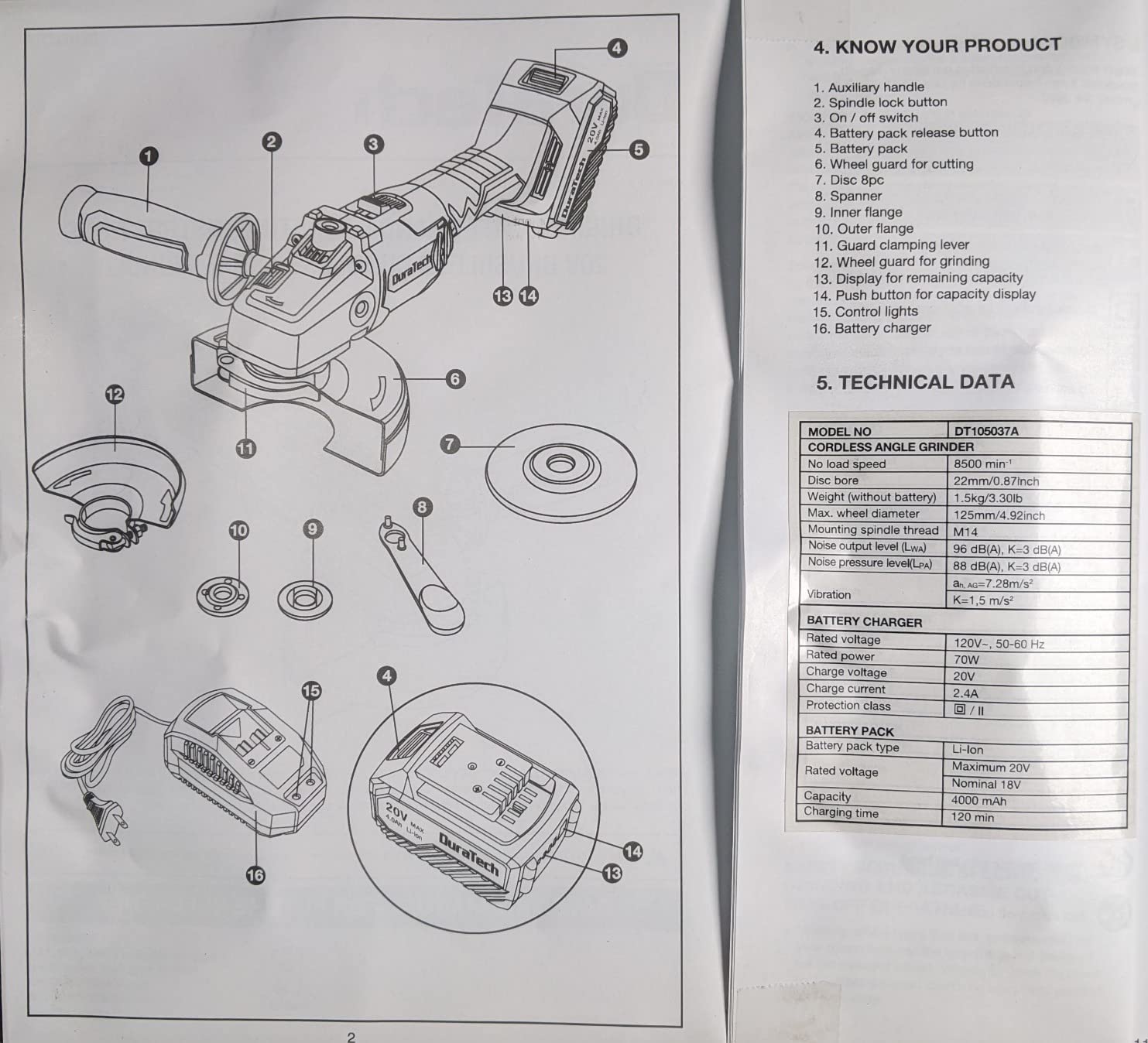 $20/mo - Finance DURATECH 20V Cordless Angle Grinder Kit, Brushless Motor, 4-1/2" Disc, 4.0Ah Li ...