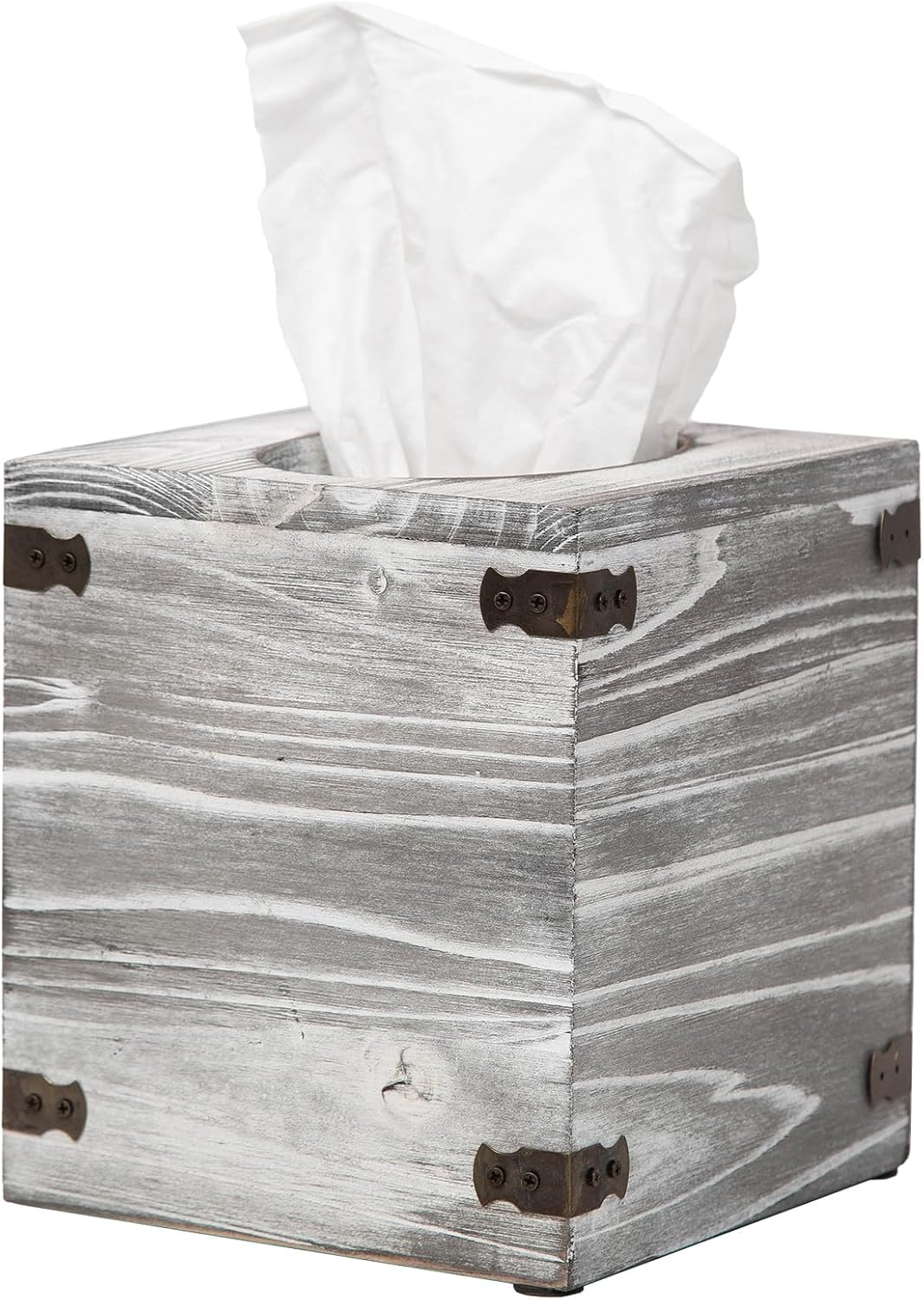 Amazon.com: Distressed Farmhouse Square Solid Wood Tissue Box Cover ...