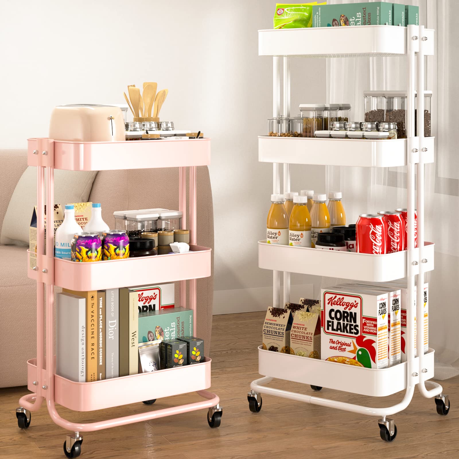 Snapklik.com : 3-Tier Metal Rolling Utility Cart For Kitchen, Laundry ...