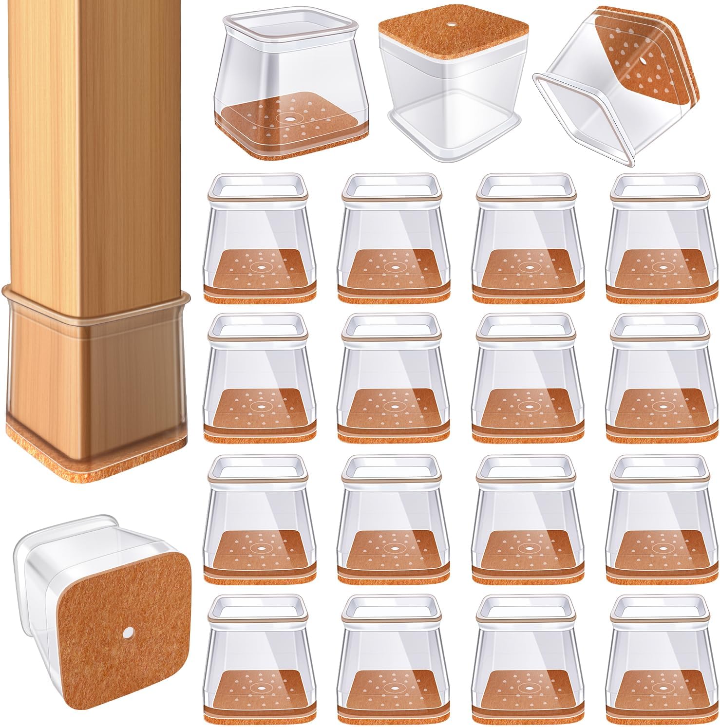 BAIPOK 36pcs Square Chair Leg Floor Protectors, Silicone Floor ...