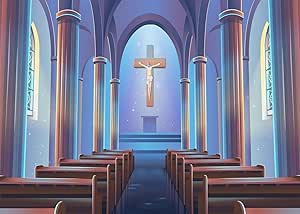 Amazon.com : Loccor Fabric 6x4ft Catholic Church Backdrop for ...